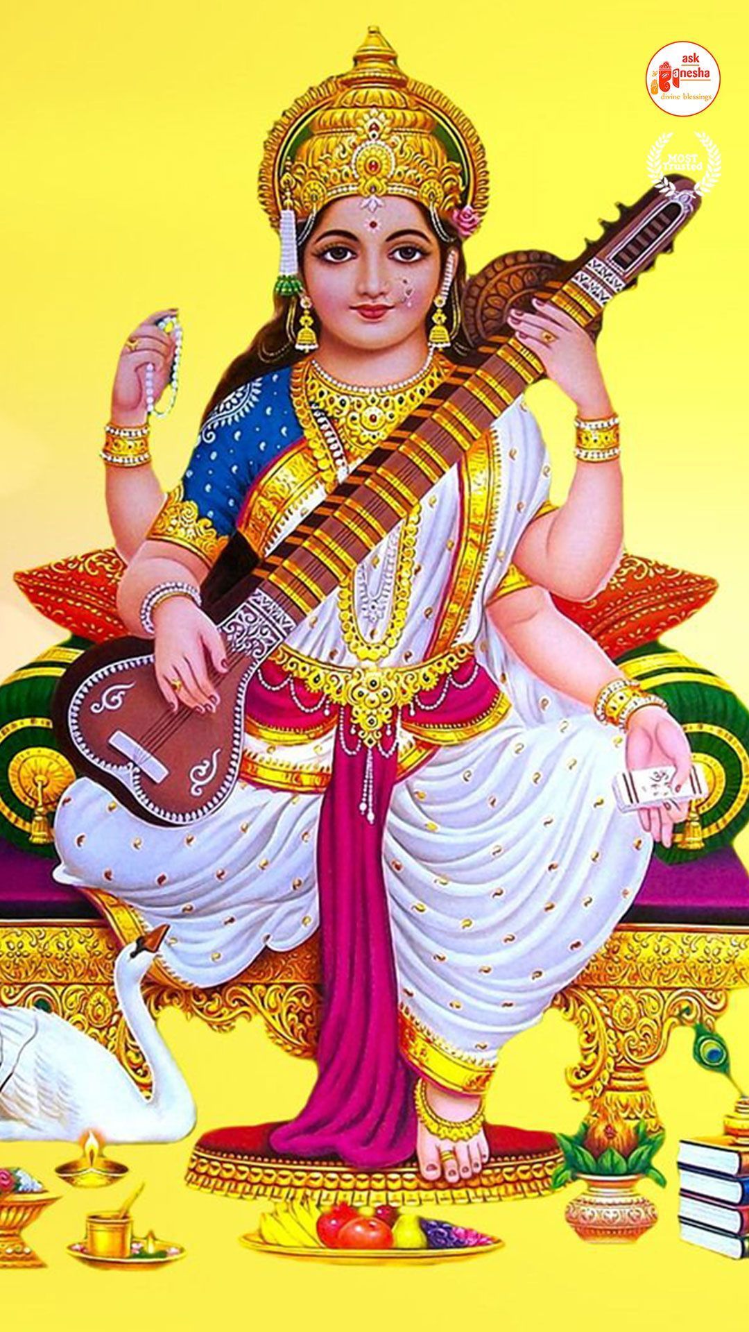 Sarasvati Wallpapers - Top Free Sarasvati Backgrounds - WallpaperAccess
