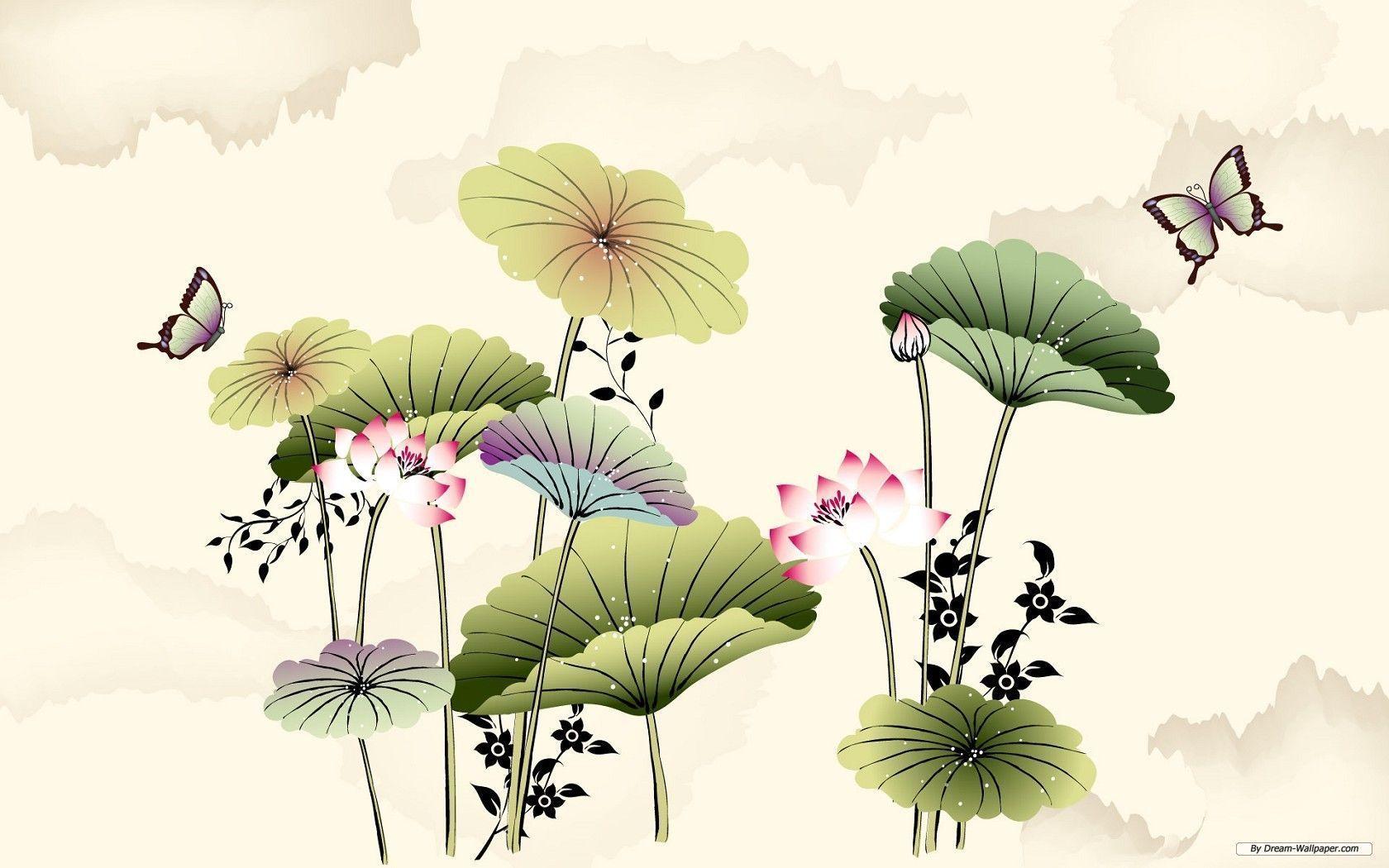 Japanese Lotus Art Wallpapers - Top Free Japanese Lotus Art Backgrounds ...