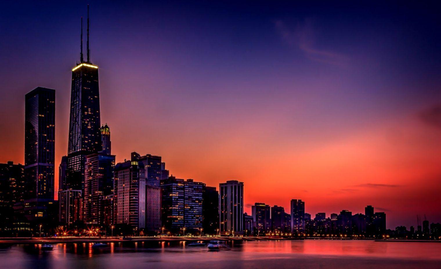 Chicago Night Skyline Wallpapers - Top Free Chicago Night Skyline ...