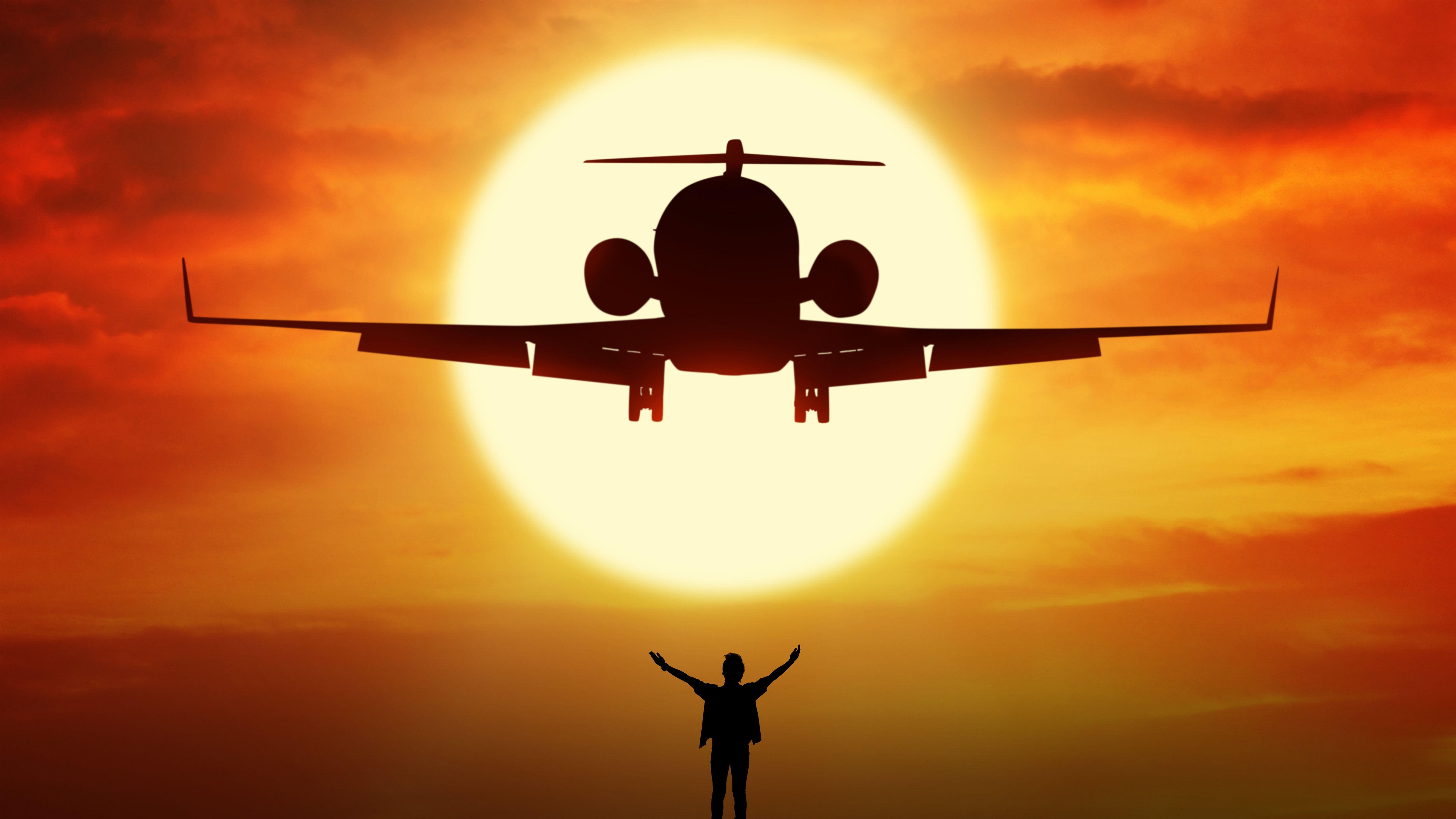 Airplane Sunset Wallpapers - Top Free Airplane Sunset Backgrounds ...