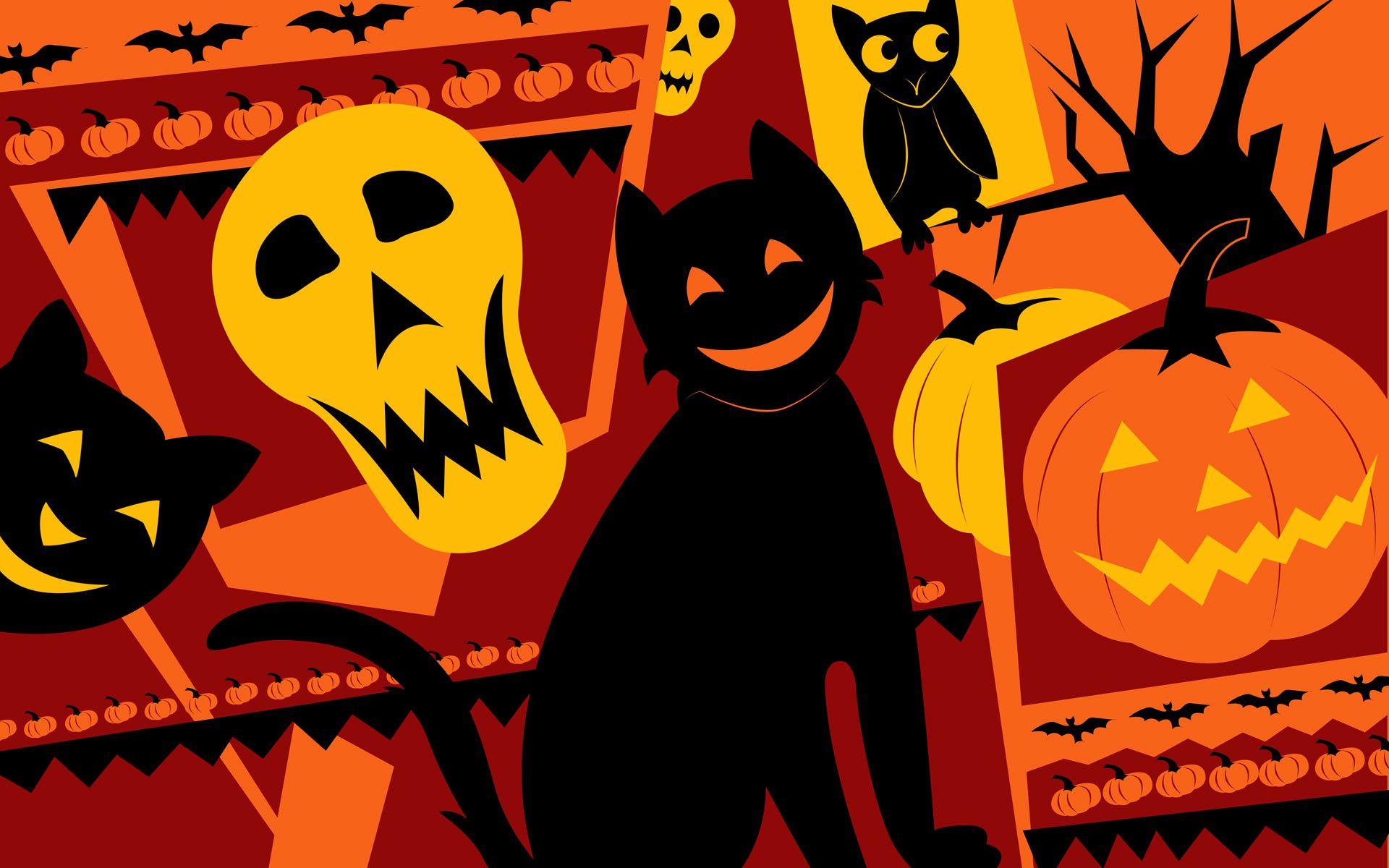 Cartoon Halloween Cat Desktop Wallpapers - Top Free Cartoon Halloween ...