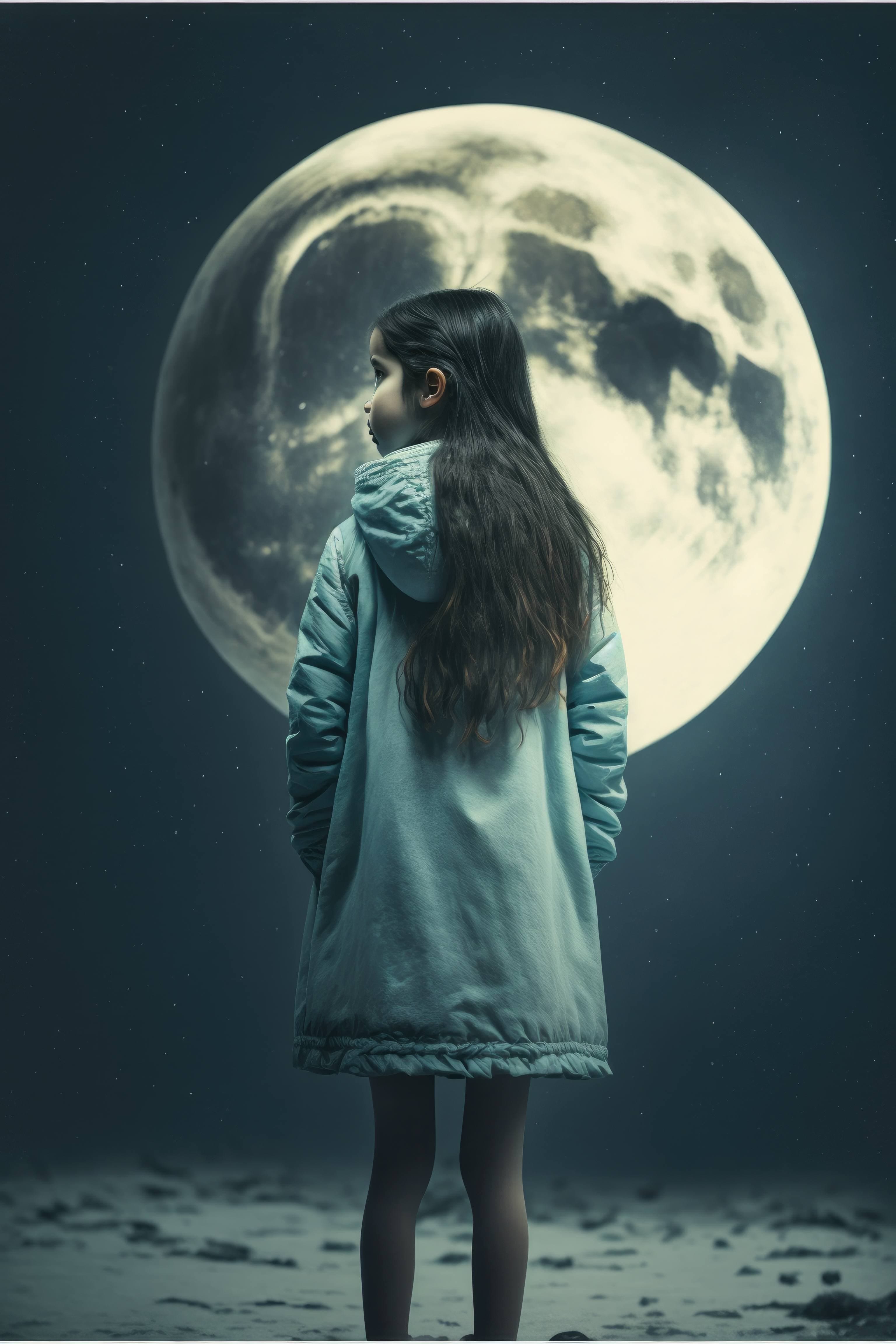 Moon and Girl Wallpapers - Top Free Moon and Girl Backgrounds - WallpaperAccess
