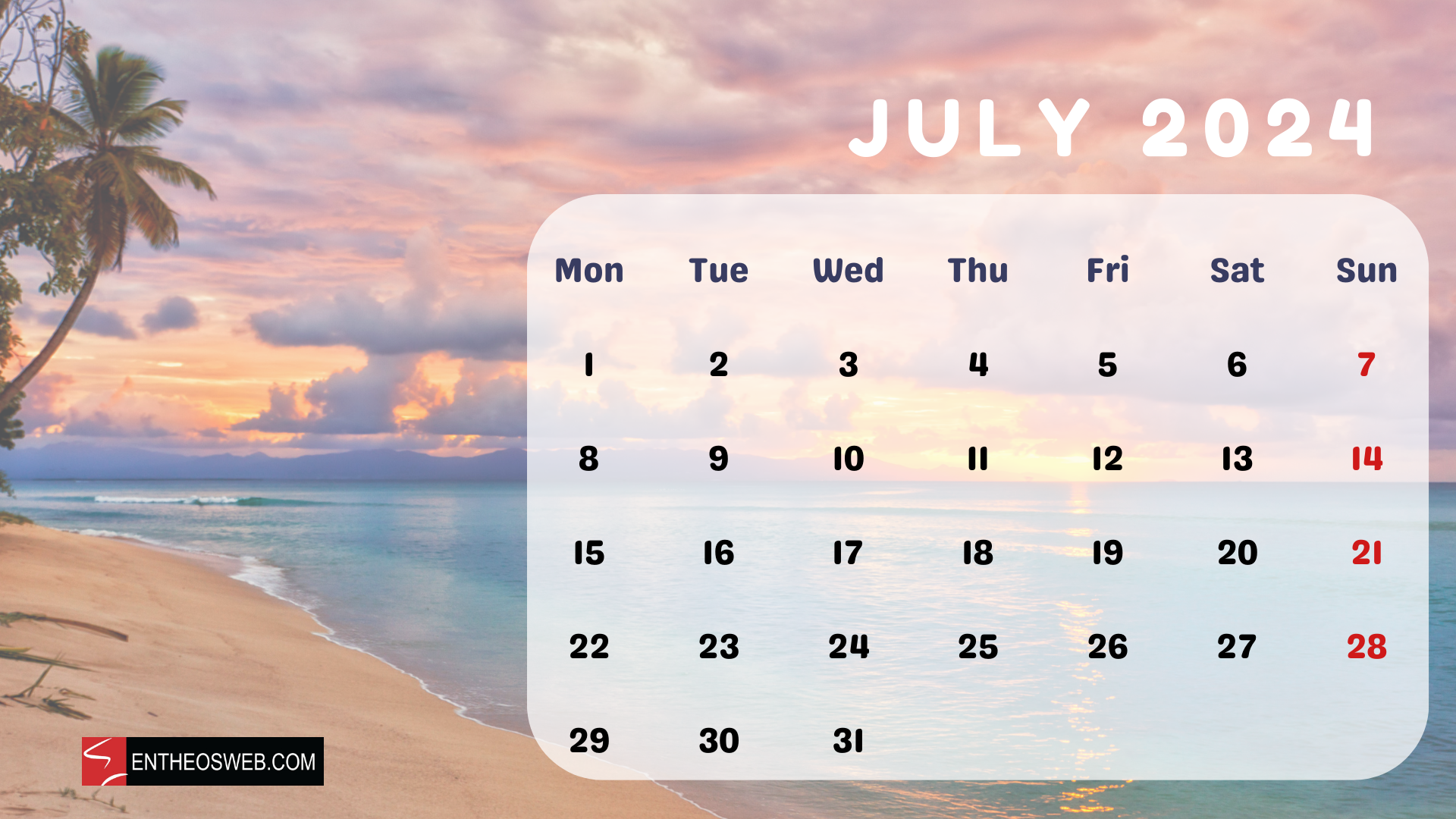 July 2024 Calendar Wallpapers - Top Free July 2024 Calendar Backgrounds ...