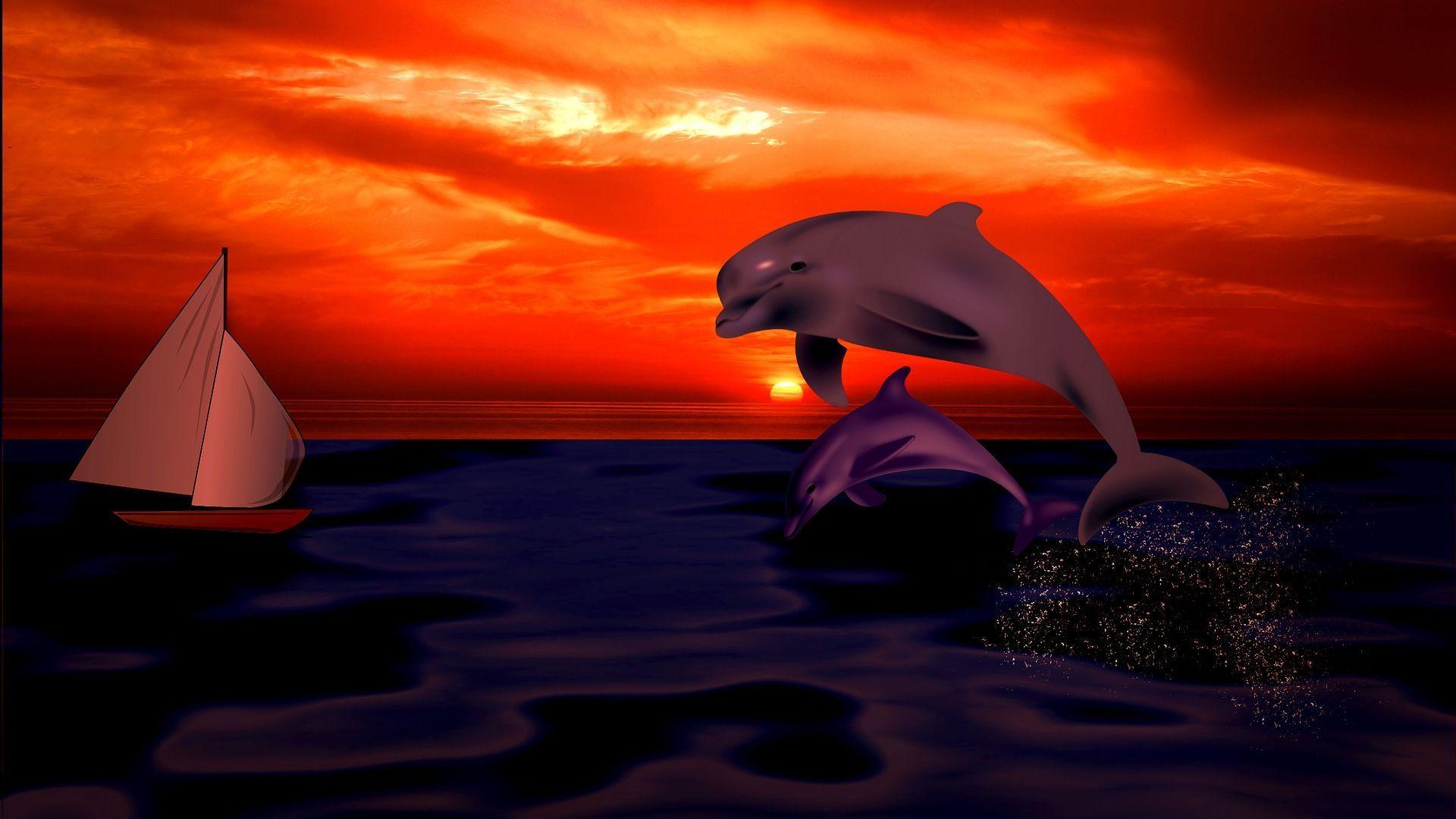 Dolphin Sunset Wallpapers - Top Free Dolphin Sunset Backgrounds ...