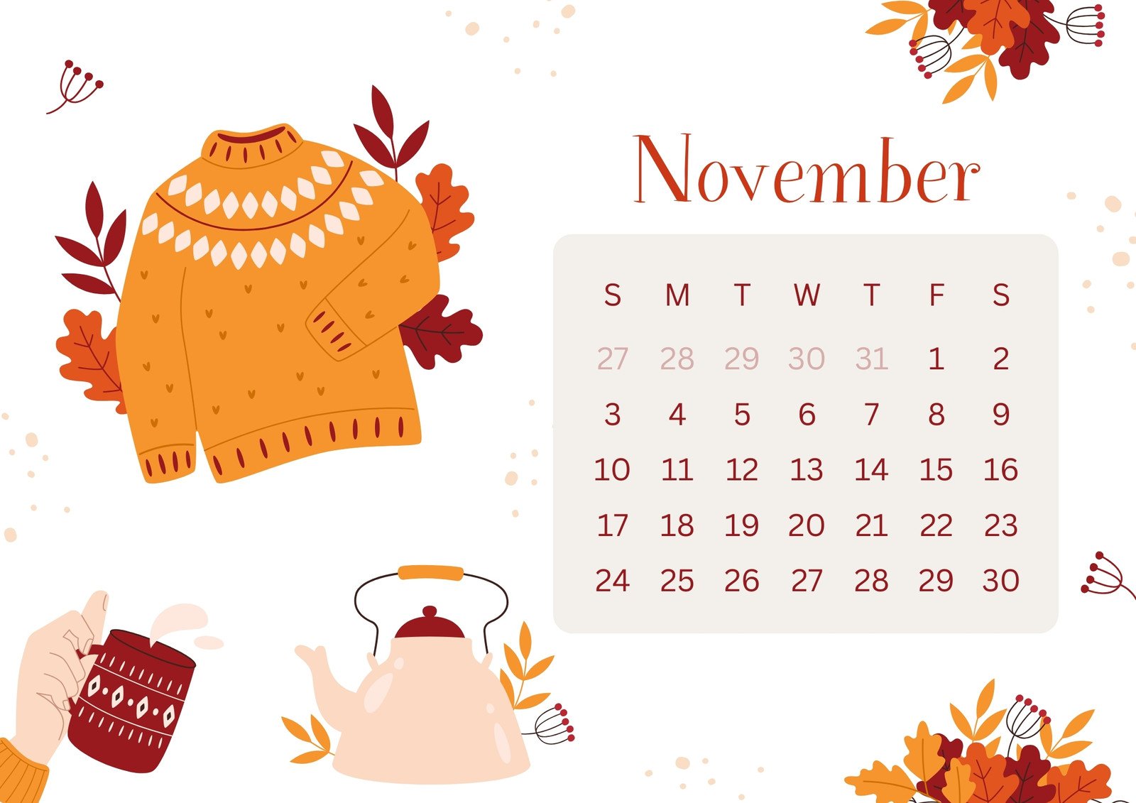 November 2024 Calendar Wallpapers - Top Free November 2024 Calendar ...