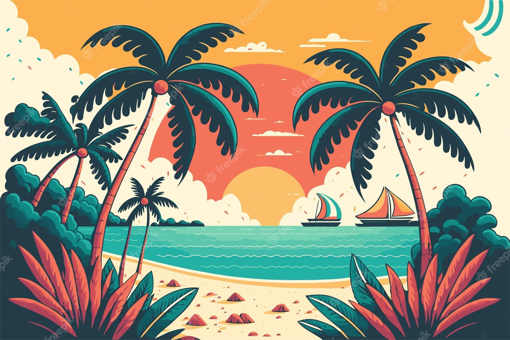 Vector Beach Wallpapers - Top Free Vector Beach Backgrounds ...