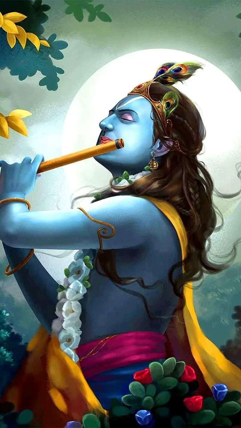 Krishna With Flute Wallpapers - Top Free Krishna With Flute Backgrounds - WallpaperAccess
