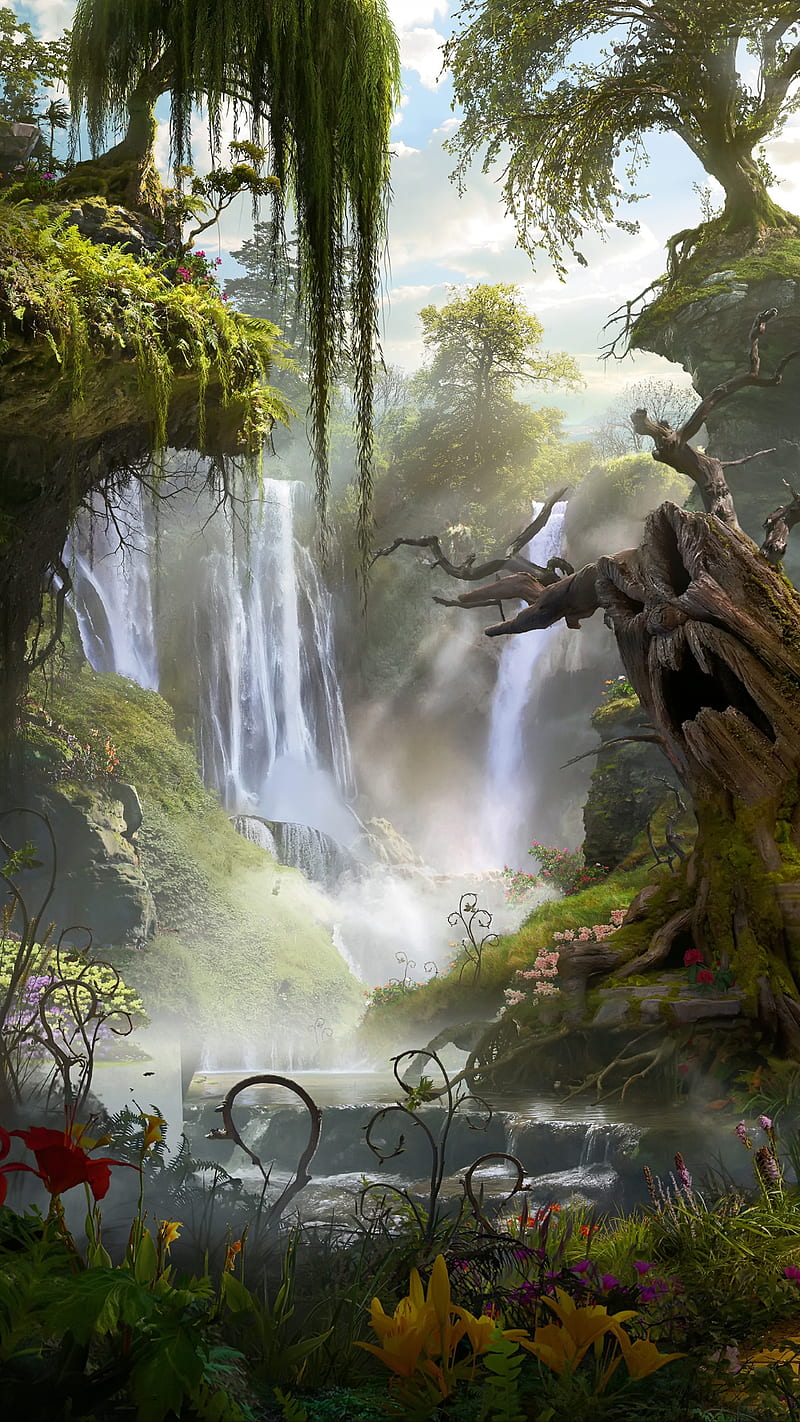 Fantasy Waterfall Wallpapers - Top Free Fantasy Waterfall Backgrounds ...