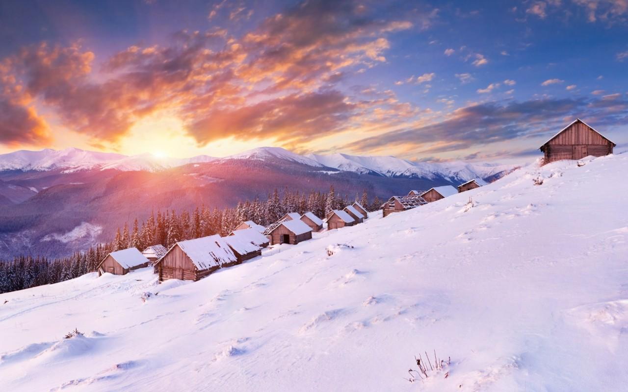 Snow Sunset Wallpapers - Top Free Snow Sunset Backgrounds - WallpaperAccess