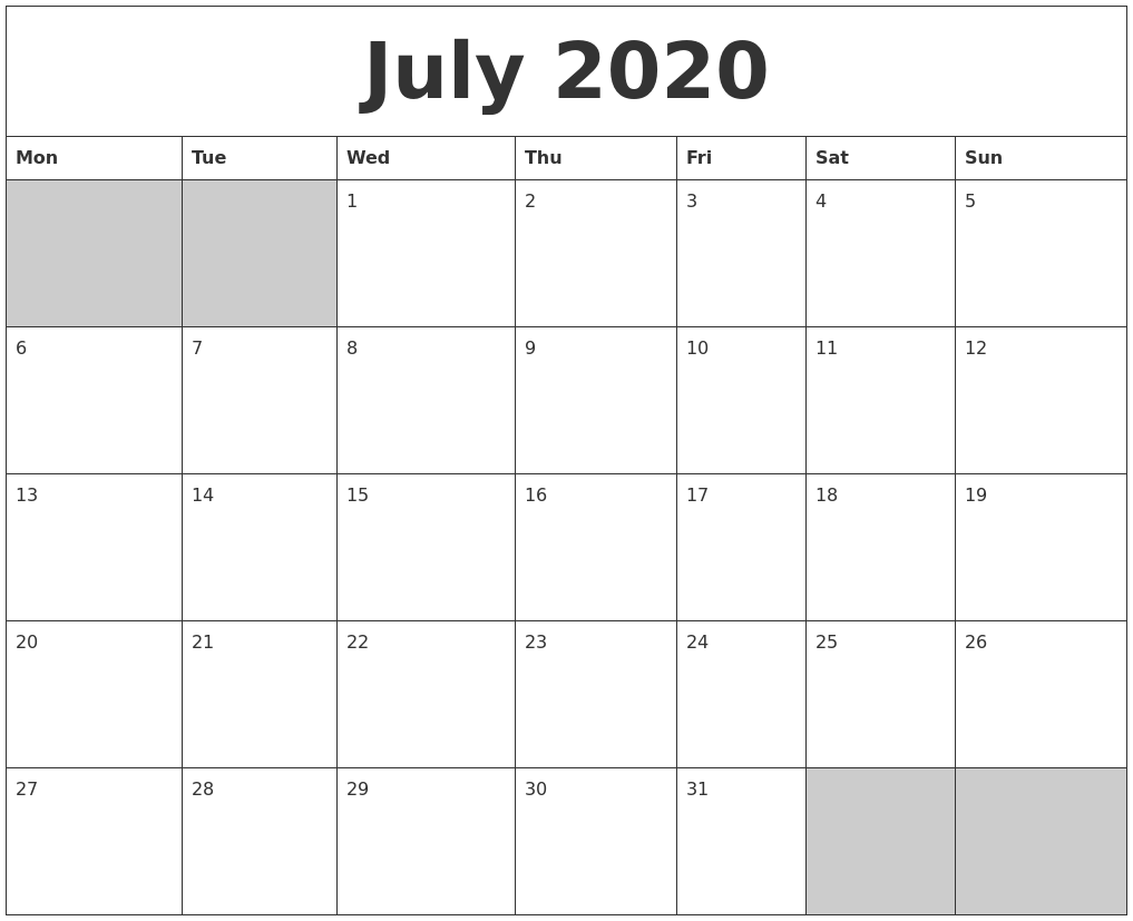 July 2020 Calendar Wallpapers - Top Free July 2020 Calendar Backgrounds ...