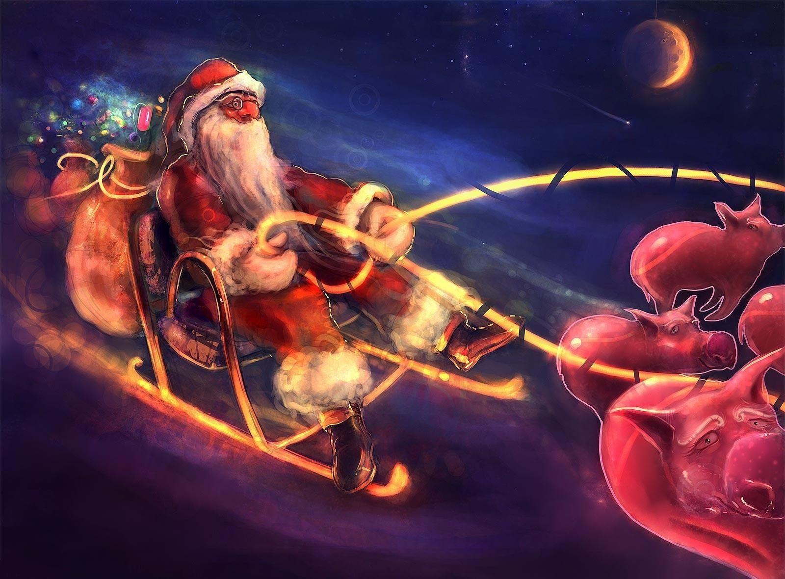 Santa's Sleigh Flying Wallpapers - Top Free Santa's Sleigh Flying ...