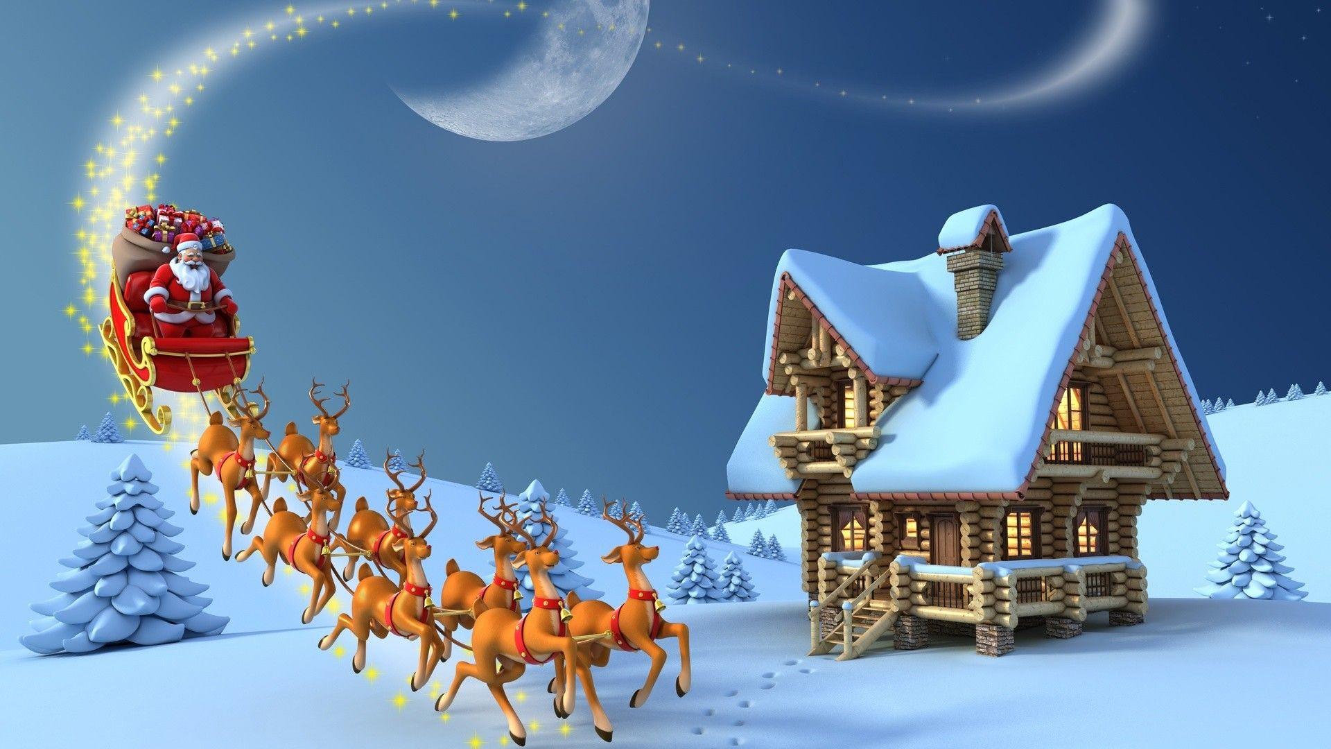 Santa's Sleigh Flying Wallpapers - Top Free Santa's Sleigh Flying ...