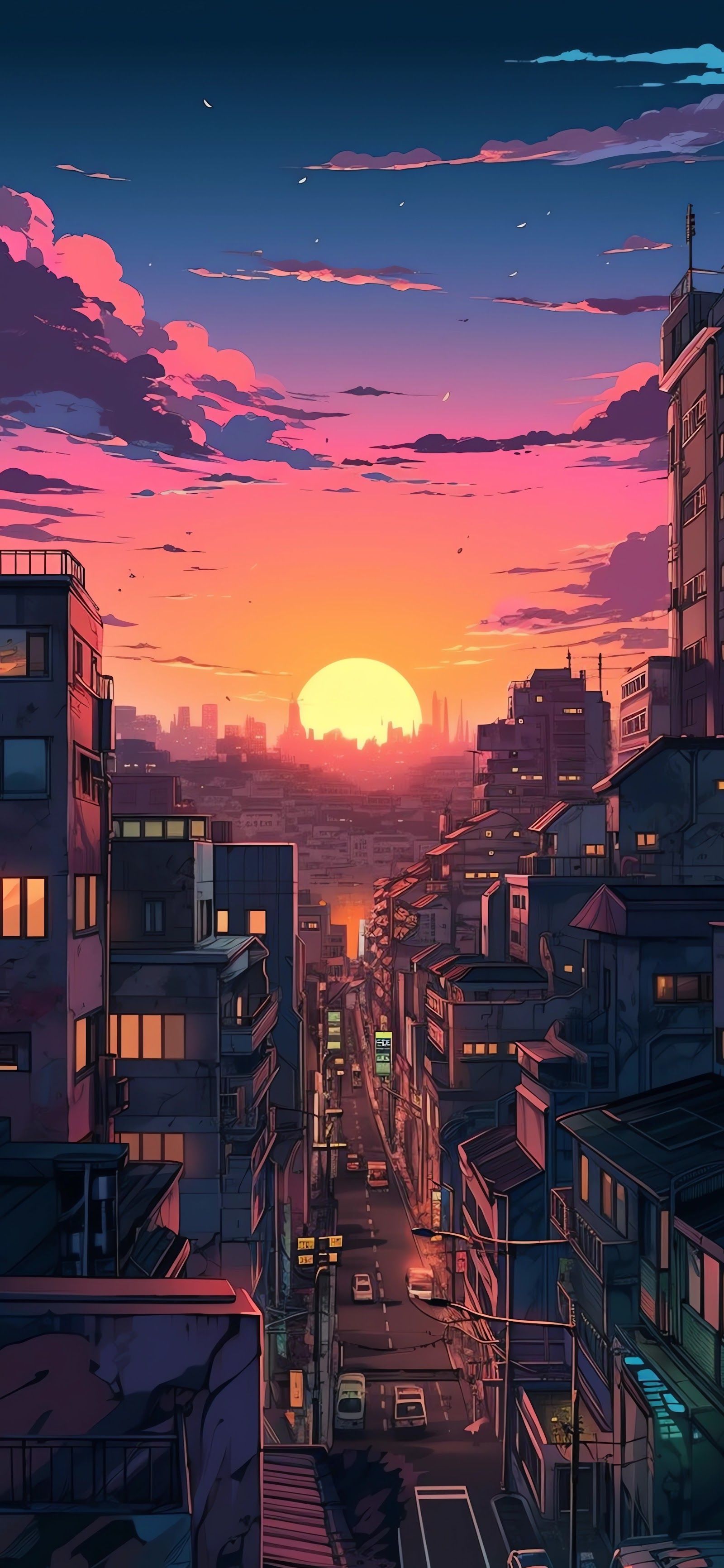 Anime City Sunset Wallpapers - Top Free Anime City Sunset Backgrounds ...
