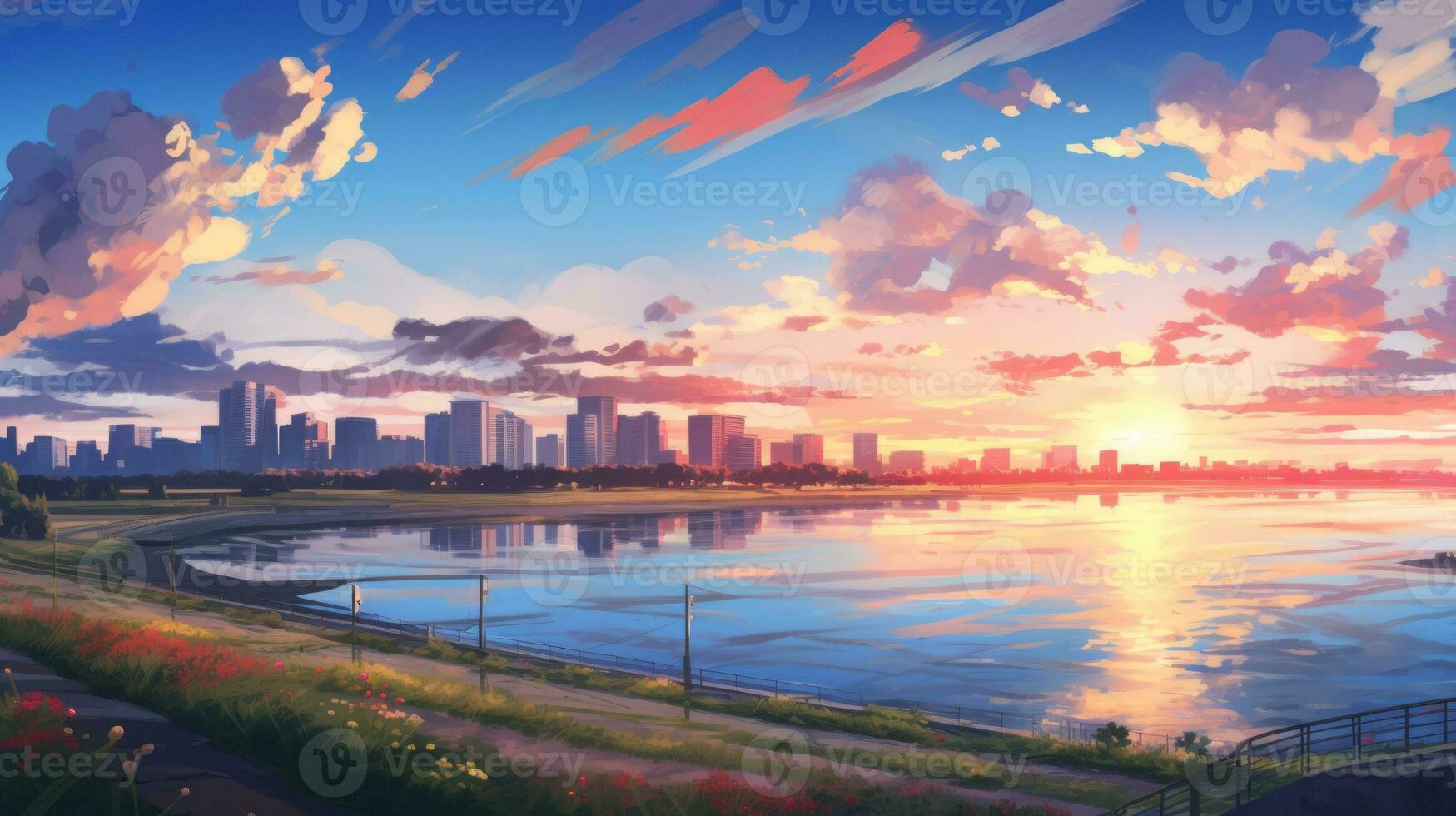 Anime City Sunset Wallpapers - Top Free Anime City Sunset Backgrounds ...