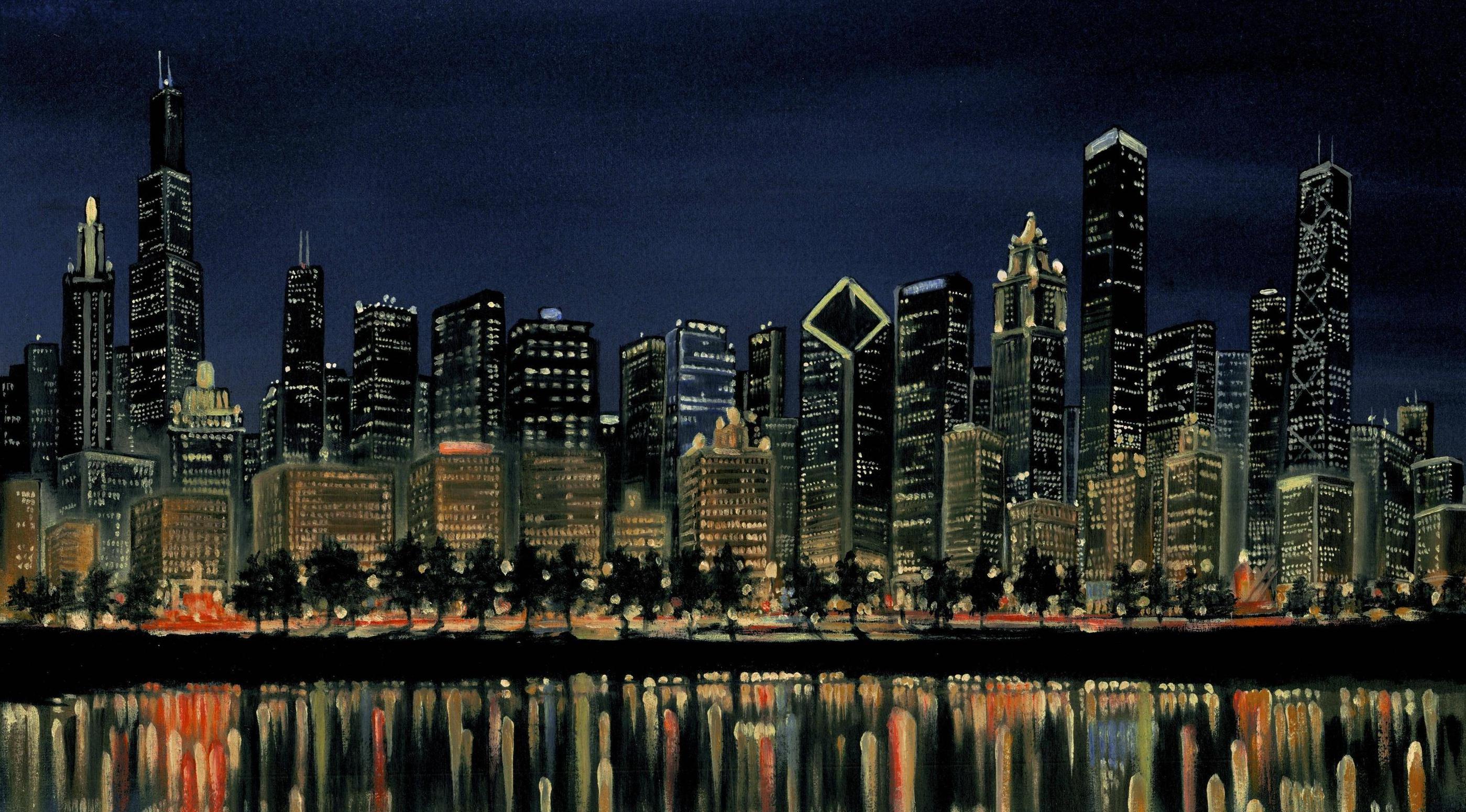 Chicago Night Skyline Wallpapers - Top Free Chicago Night Skyline ...
