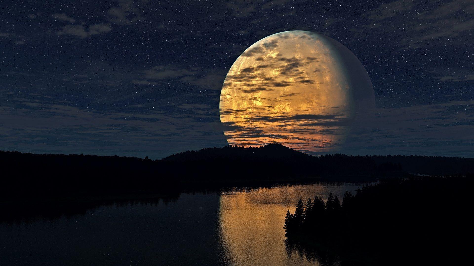 Moonlight Landscape Wallpapers - Top Free Moonlight Landscape ...