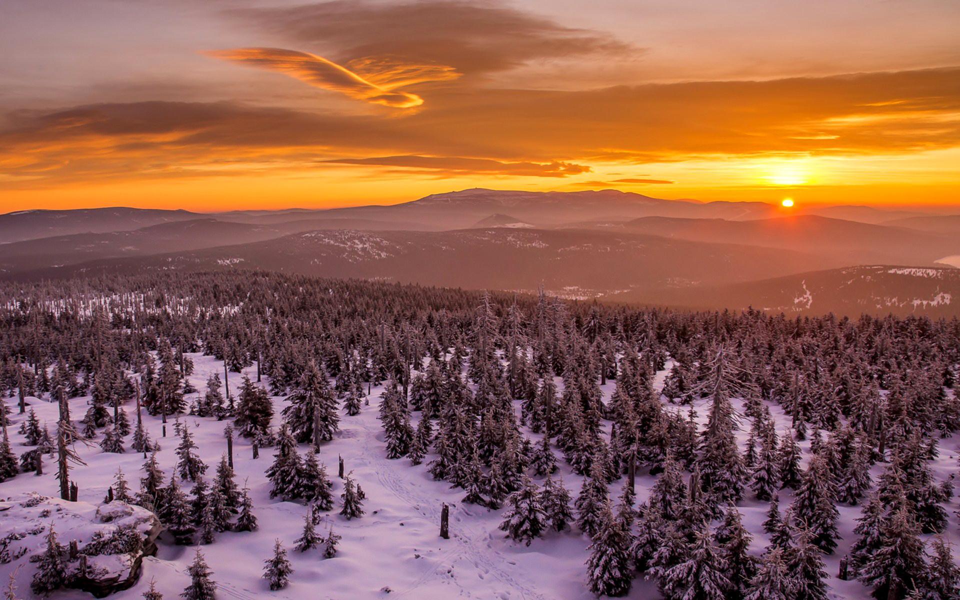 Winter Mountain Sunset Wallpapers - Top Free Winter Mountain Sunset ...