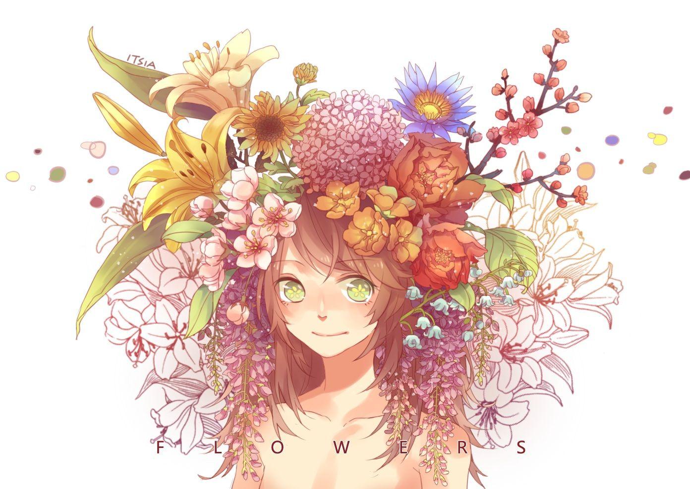 Anime Girl Flowers Wallpapers - Top Free Anime Girl Flowers Backgrounds ...