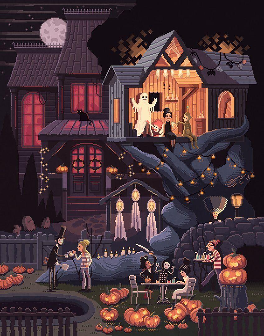 Pixel Halloween Wallpapers - Top Free Pixel Halloween Backgrounds ...