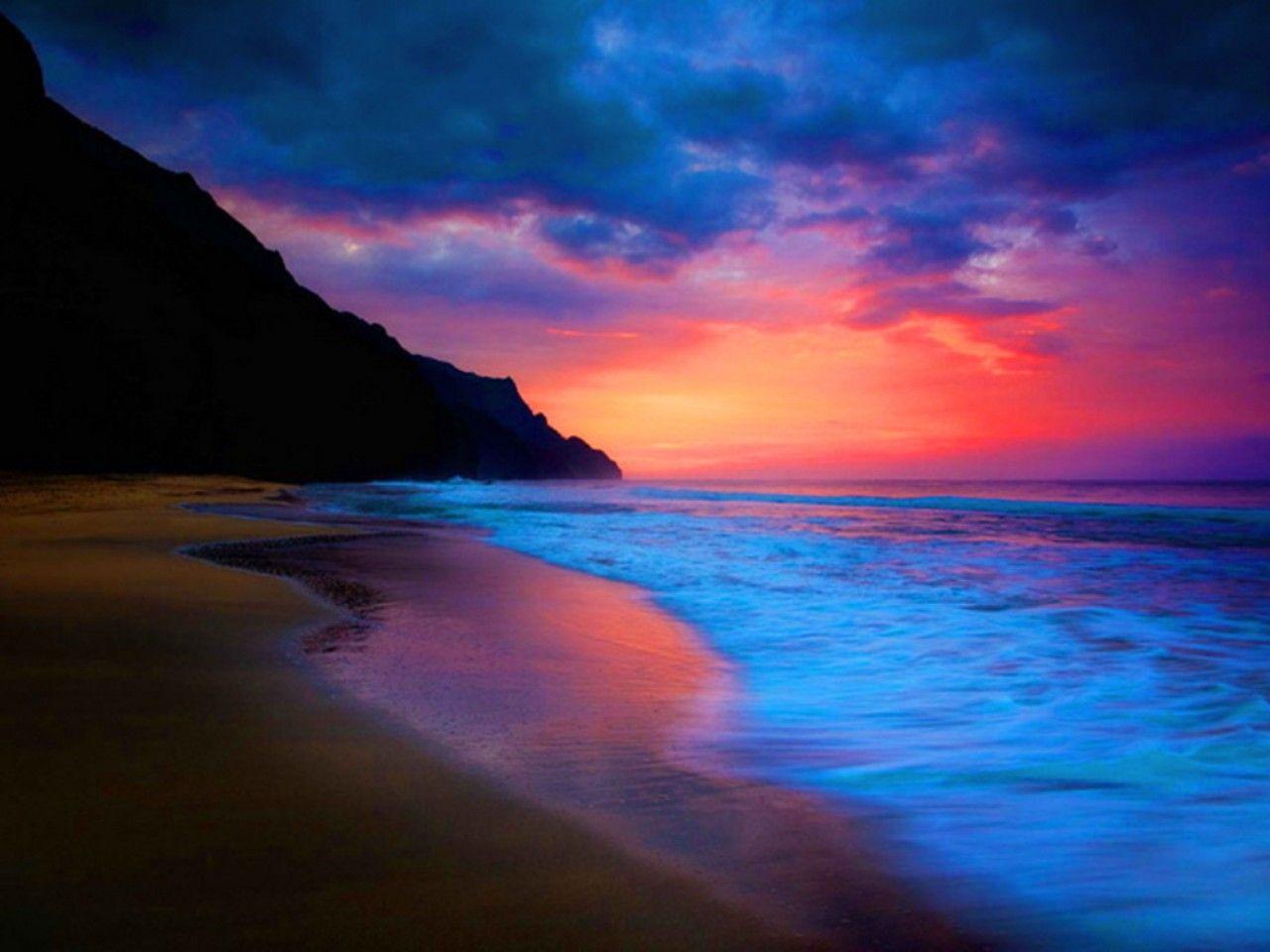 Blue Ocean Sunset Wallpapers - Top Free Blue Ocean Sunset Backgrounds ...