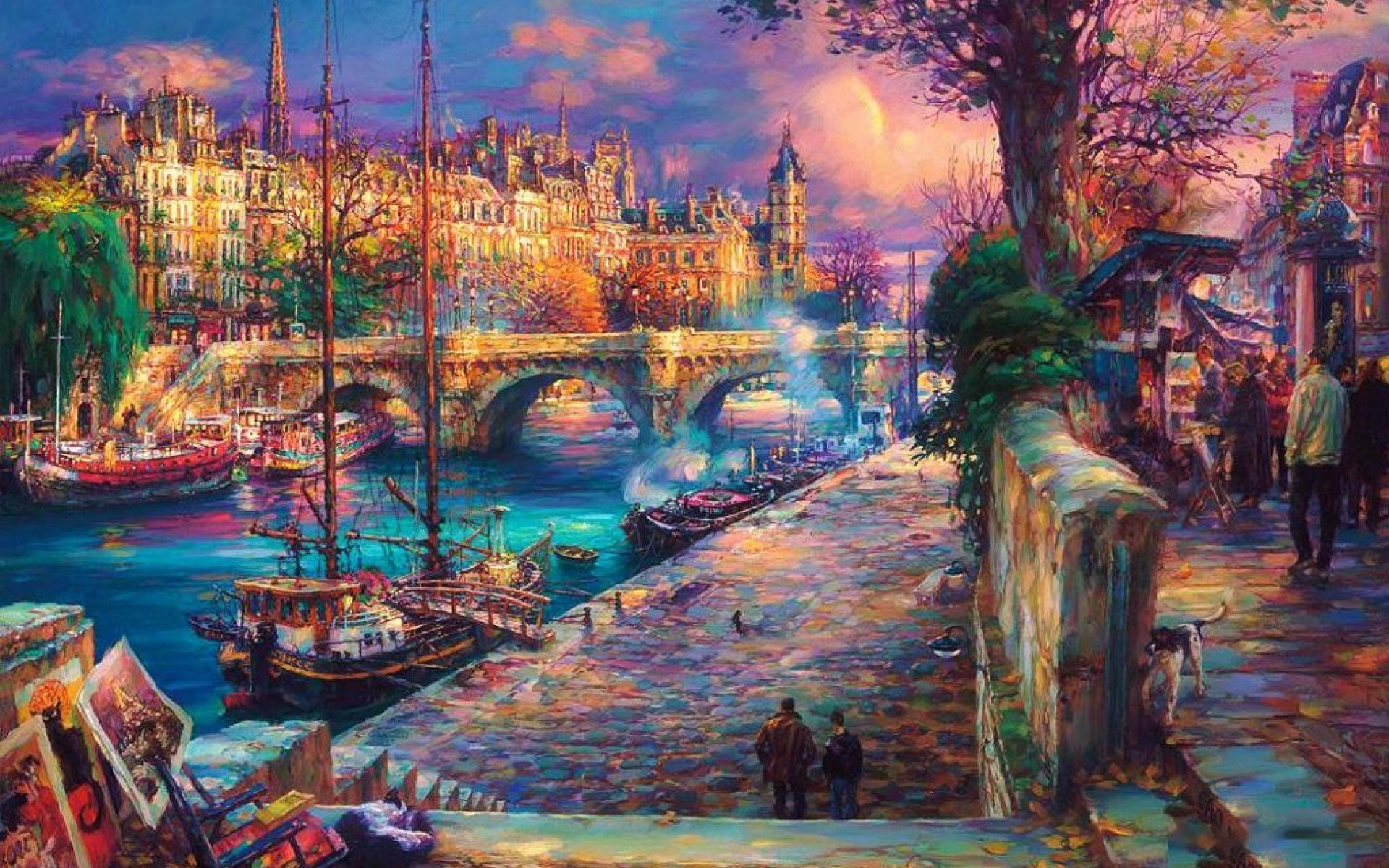 Montmarte Street Scene Wallpaper