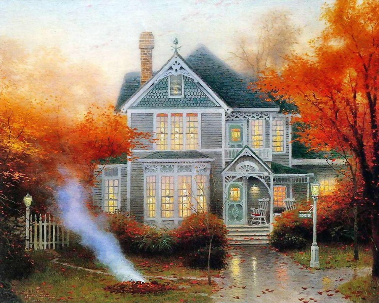 Thomas Kinkade Fall Wallpapers - Top Free Thomas Kinkade Fall ...