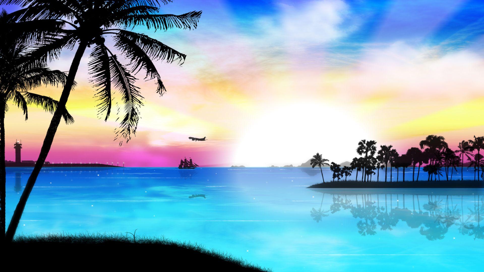 Beach Paintings Wallpapers - Top Free Beach Paintings Backgrounds ...