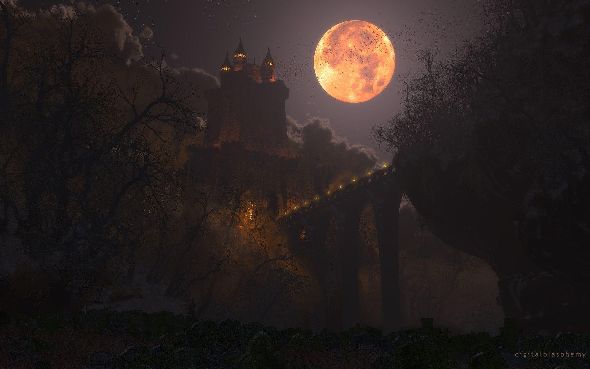 Halloween Castle Wallpapers - Top Free Halloween Castle Backgrounds ...