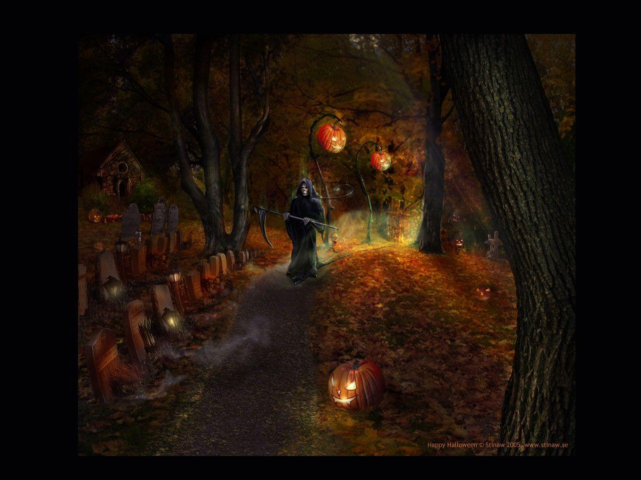 Halloween Cemetery Wallpapers - Top Free Halloween Cemetery Backgrounds ...