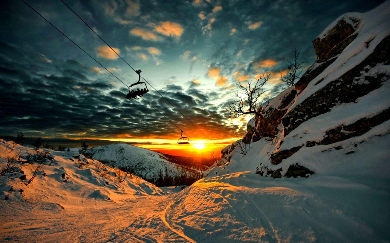 Winter Mountain Sunset Wallpapers - Top Free Winter Mountain Sunset ...