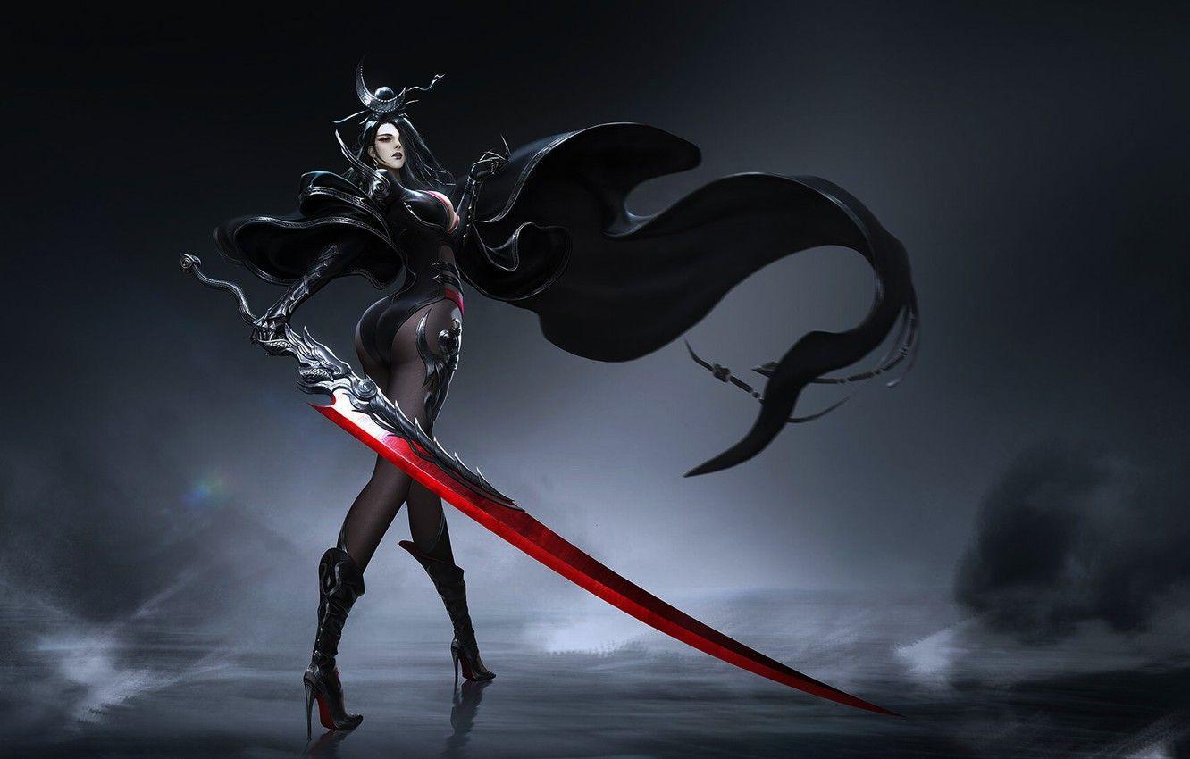 Wallpaper Sword Girl Background 1080x2220 Woman Samurai Warrior With