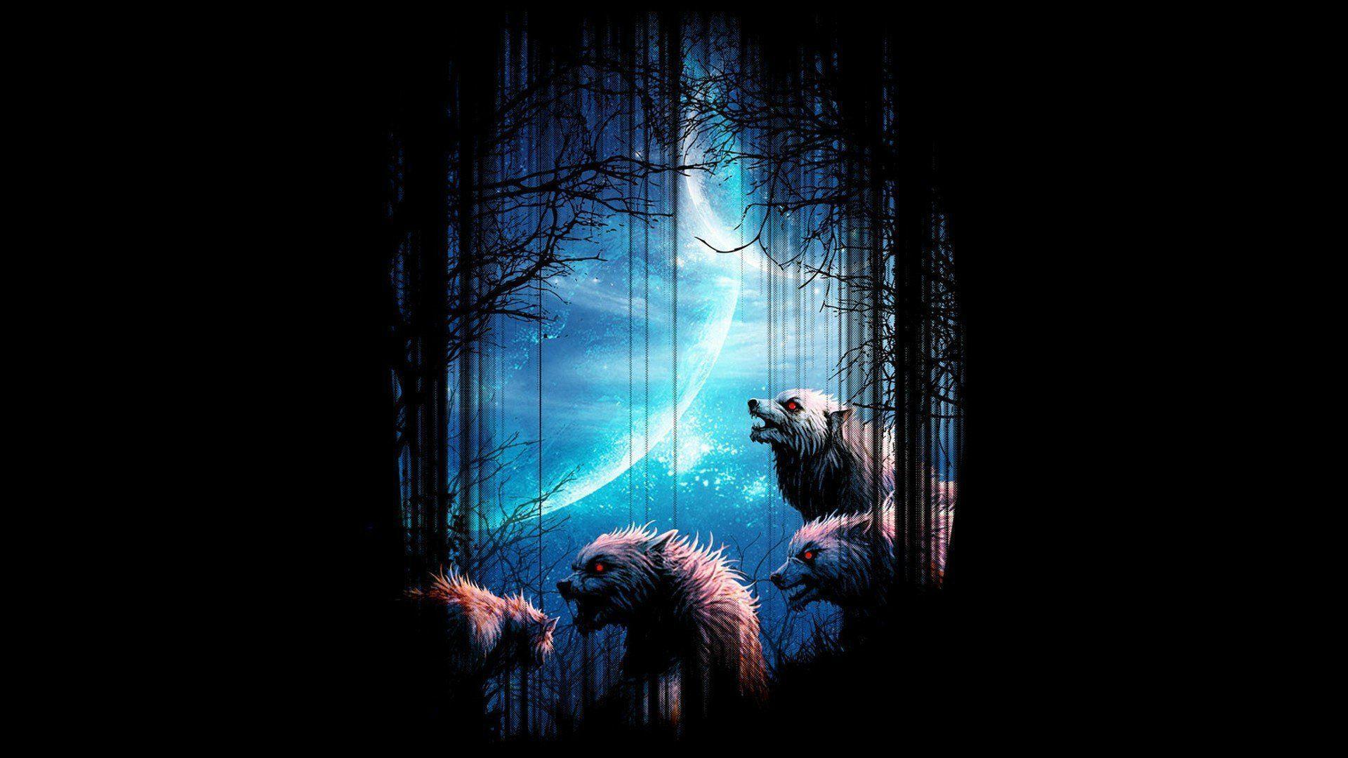 Wolf Night Forest Wallpapers - Top Free Wolf Night Forest Backgrounds ...