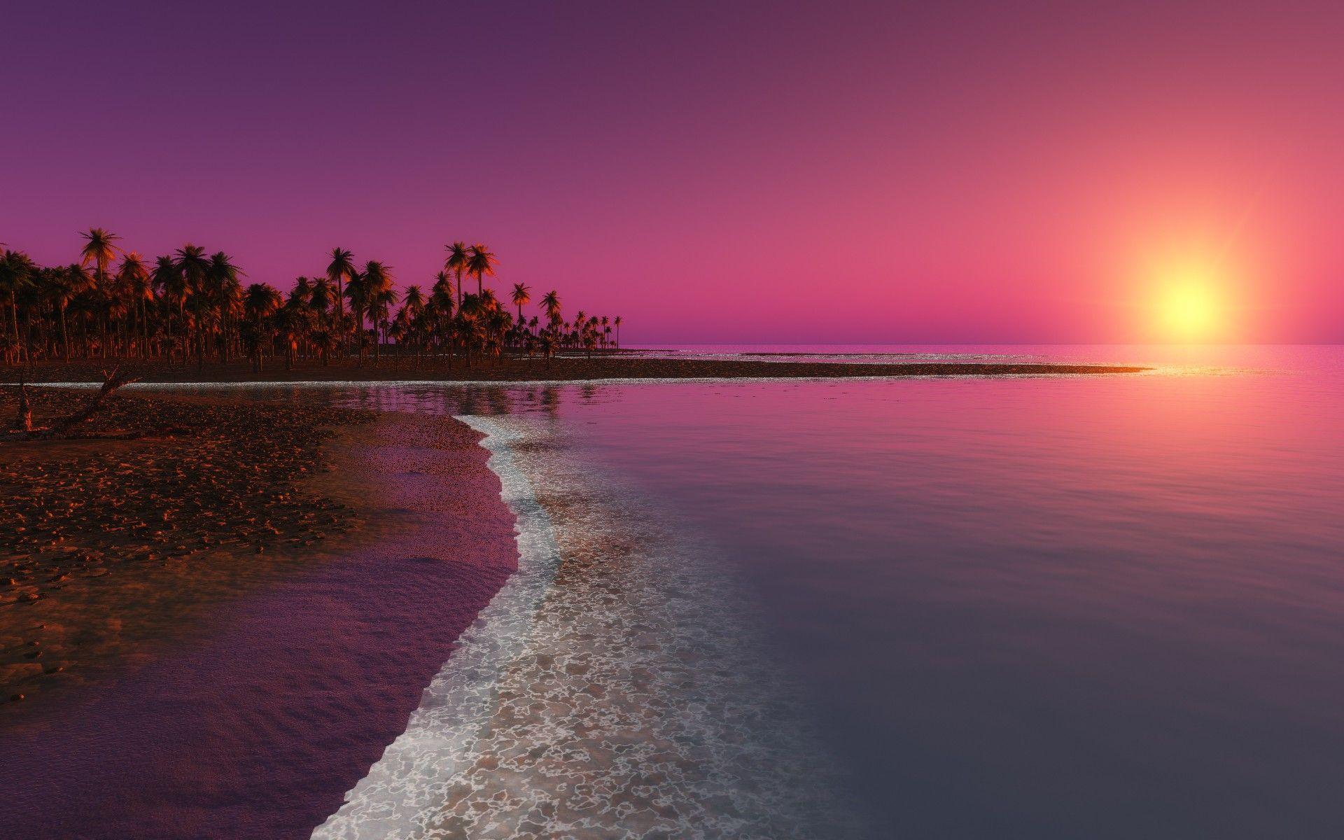 Pink Beach Sunset Desktop Wallpapers - Top Free Pink Beach Sunset ...