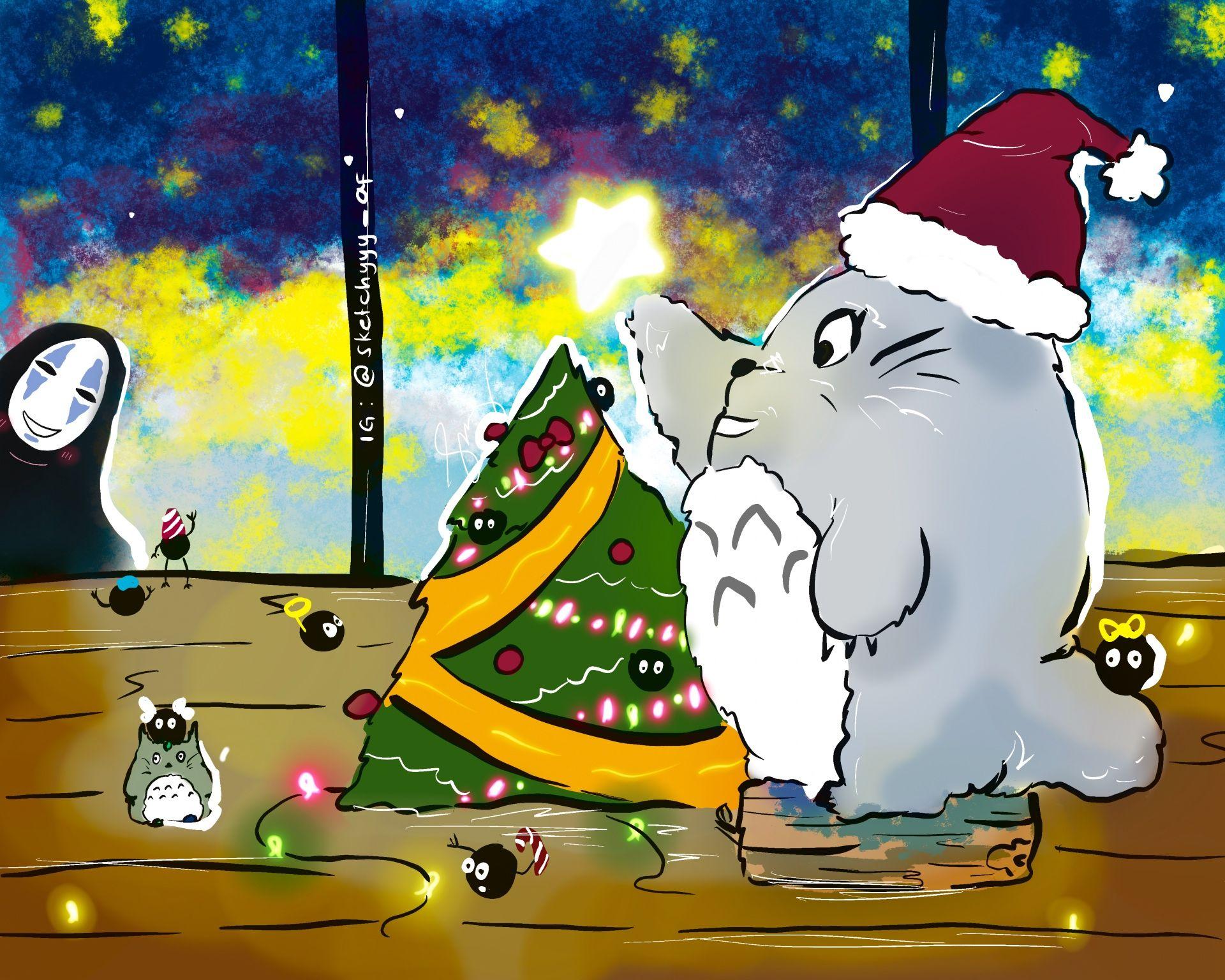 Christmas Totoro Wallpapers - Top Free Christmas Totoro Backgrounds ...