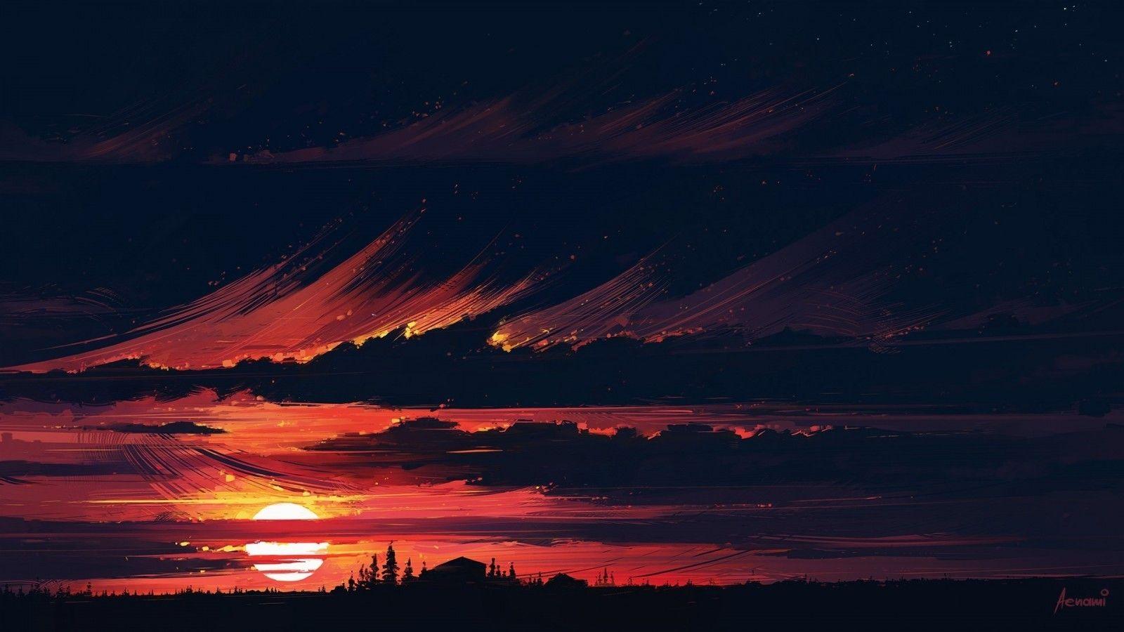 Blue Sunset Art Wallpapers - Top Free Blue Sunset Art Backgrounds ...