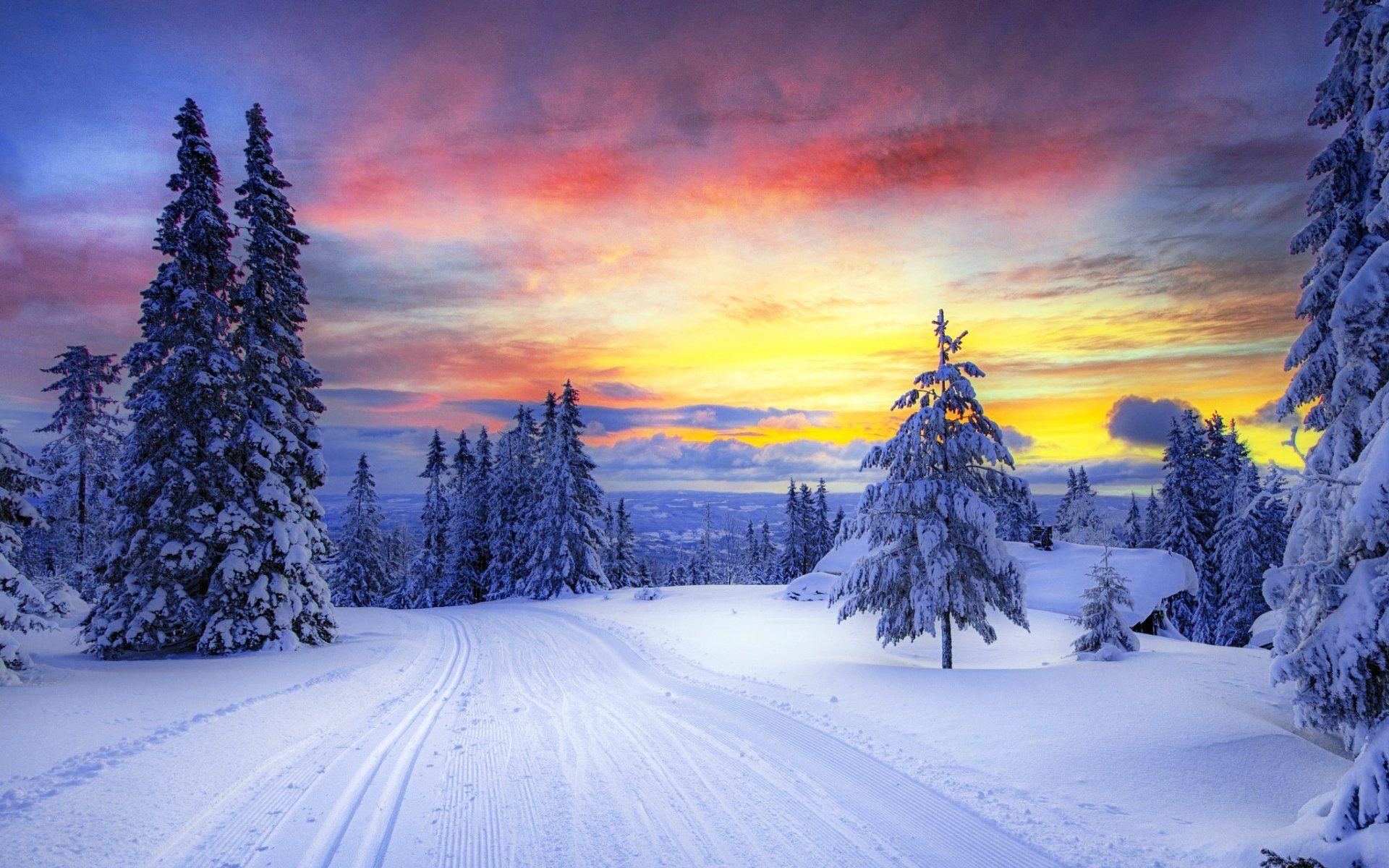 Snowy Sunset Wallpapers - Top Free Snowy Sunset Backgrounds ...