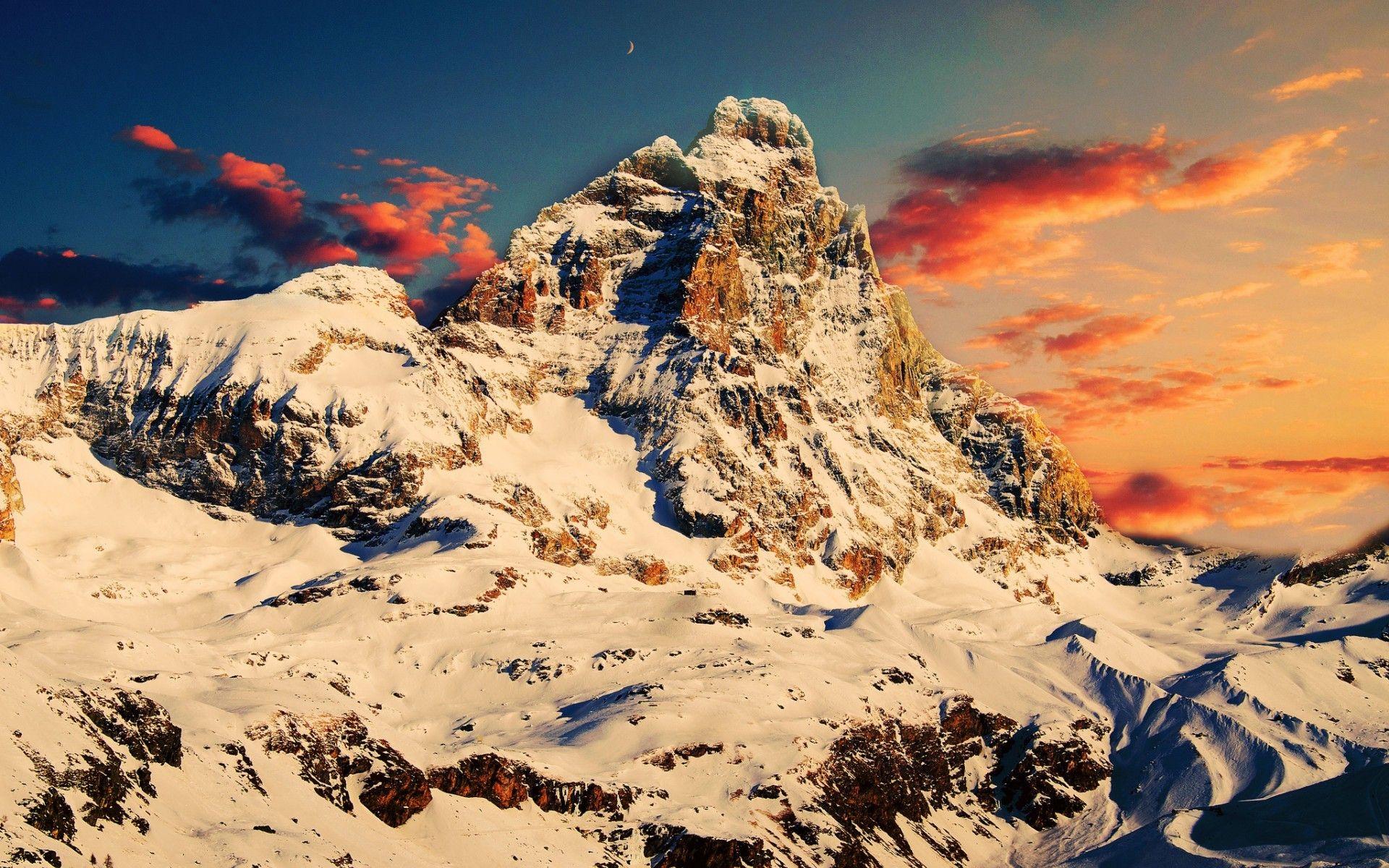 Snow Mountain Sunset Wallpapers - Top Free Snow Mountain Sunset ...