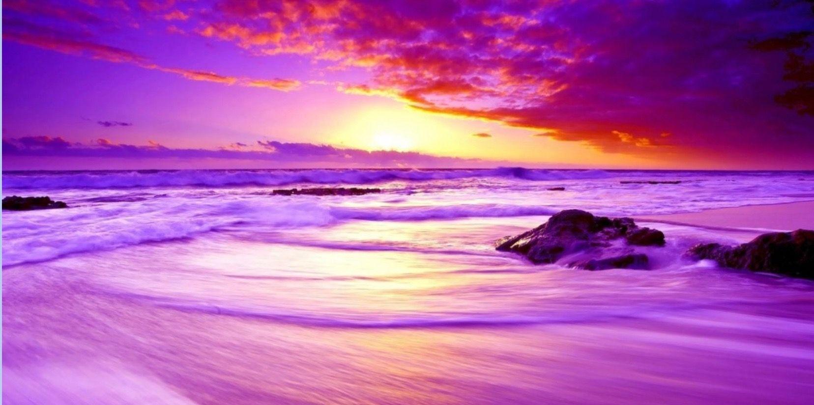 Purple Tropical Sunset Beach Wallpapers - Top Free Purple Tropical ...
