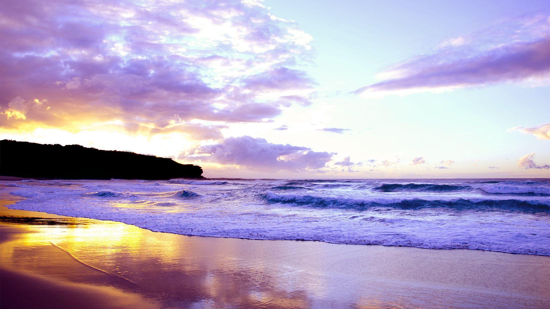 Beach Sunset Waves Desktop Wallpapers - Top Free Beach Sunset Waves ...