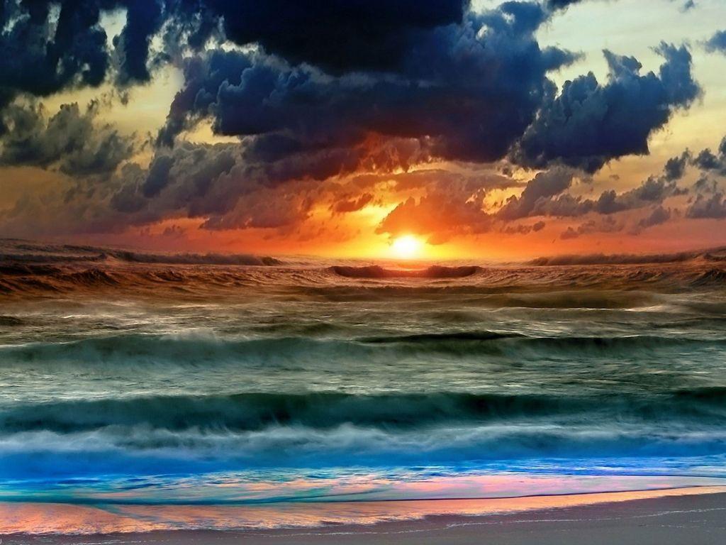 Beach Sunset Waves Desktop Wallpapers - Top Free Beach Sunset Waves ...
