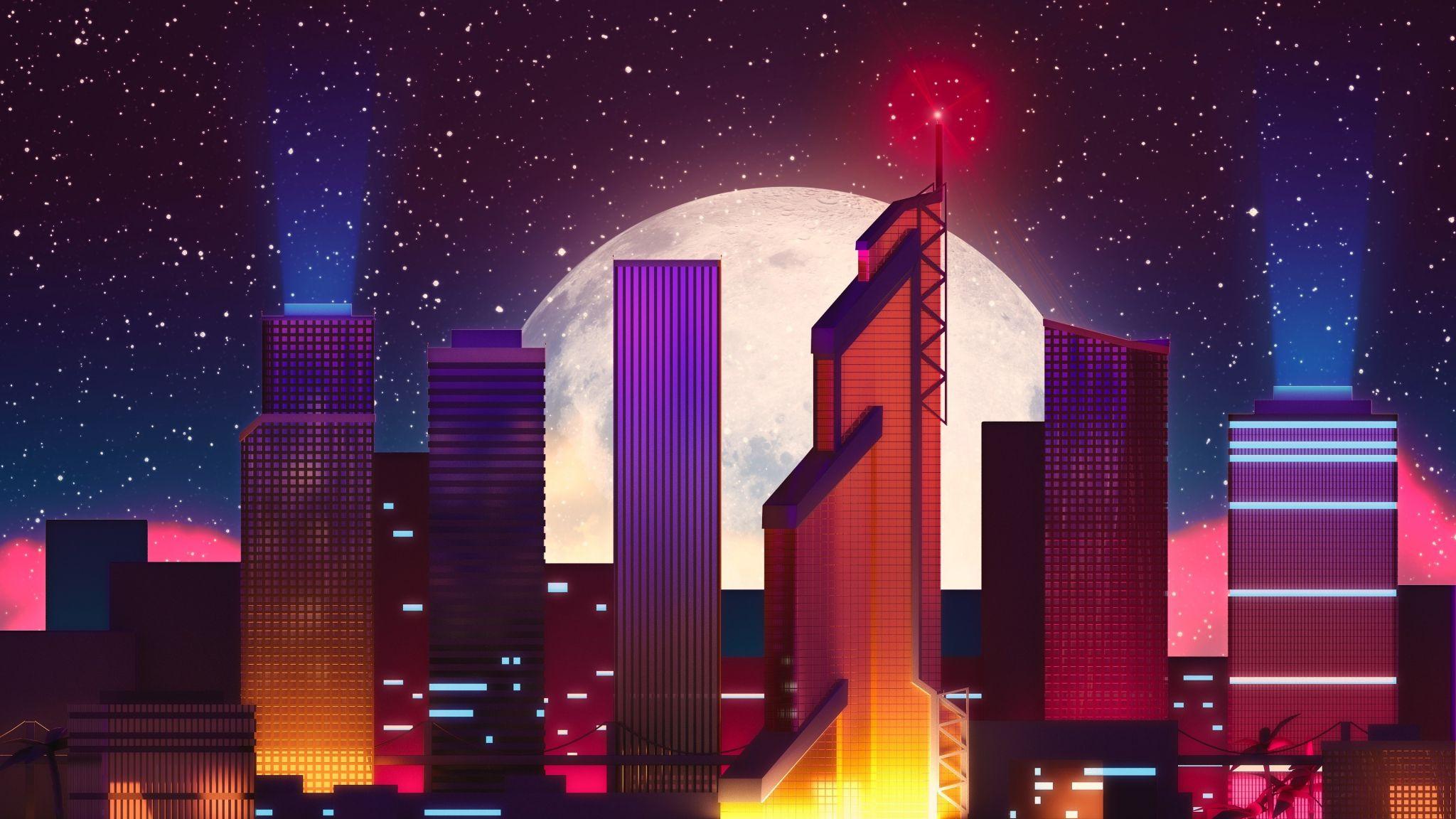 Retro Neon City Wallpapers - Top Free Retro Neon City Backgrounds ...