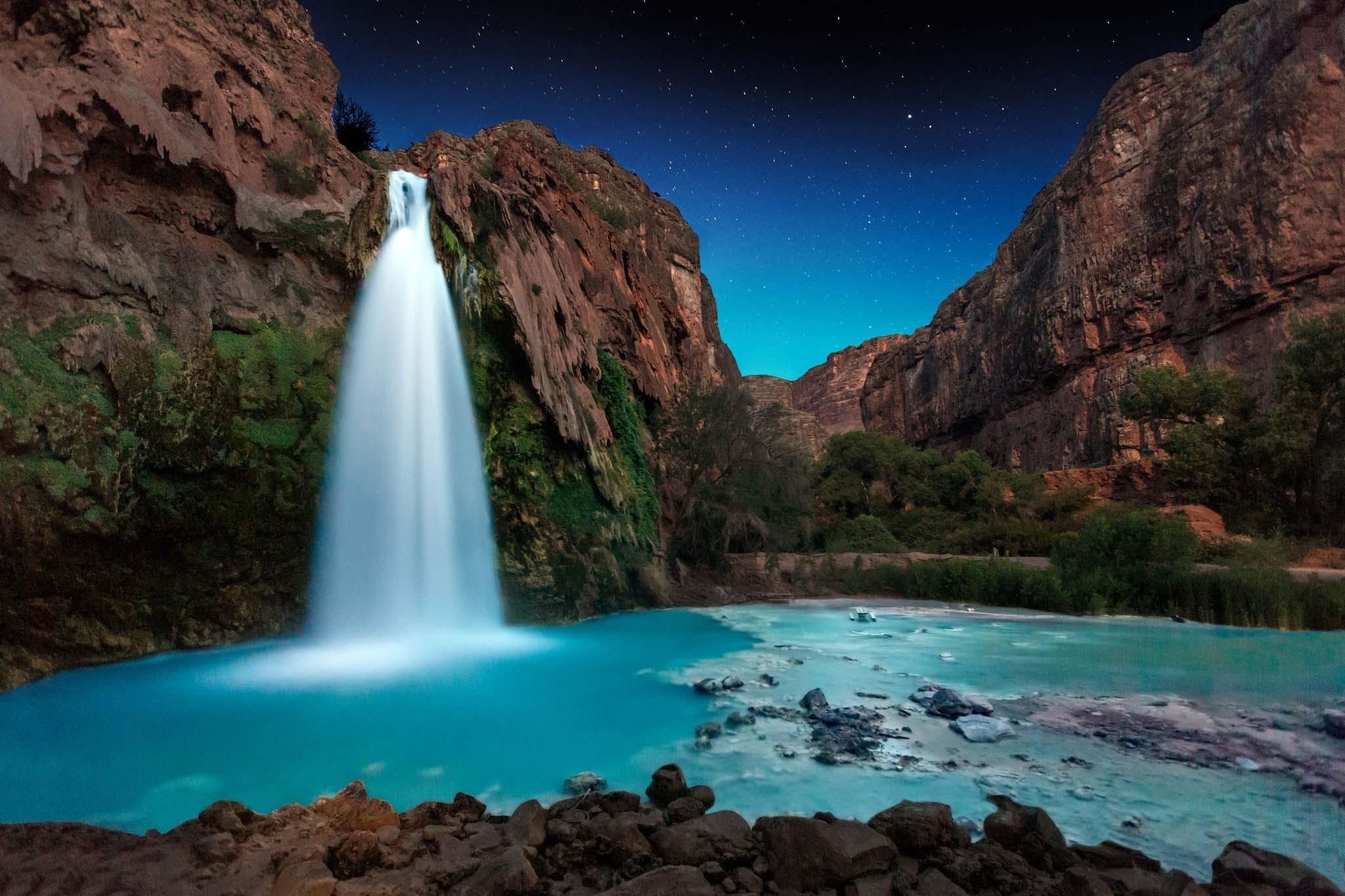 Night Waterfall Wallpapers - Top Free Night Waterfall Backgrounds ...