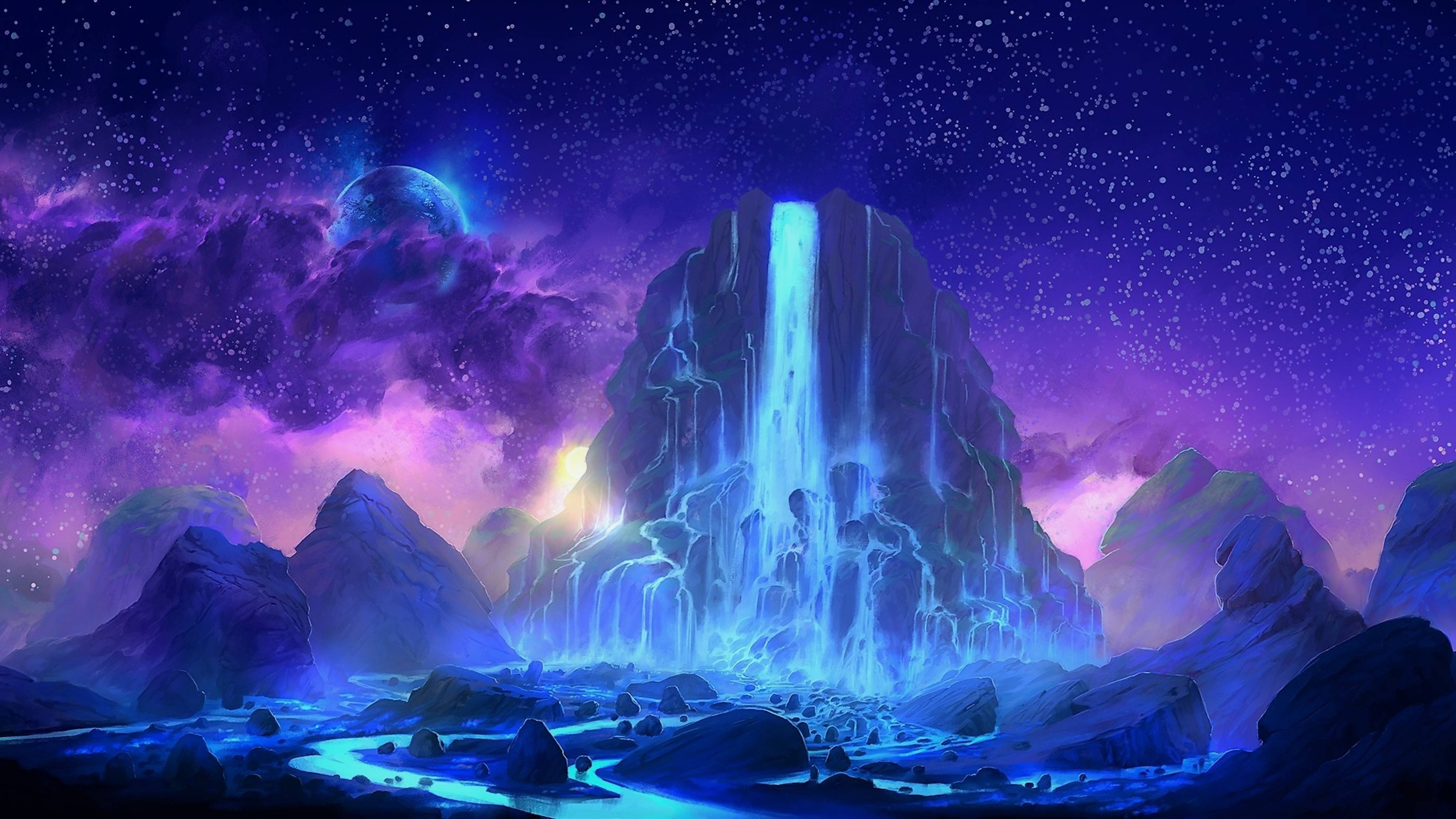 Night Waterfall Wallpapers - Top Free Night Waterfall Backgrounds ...