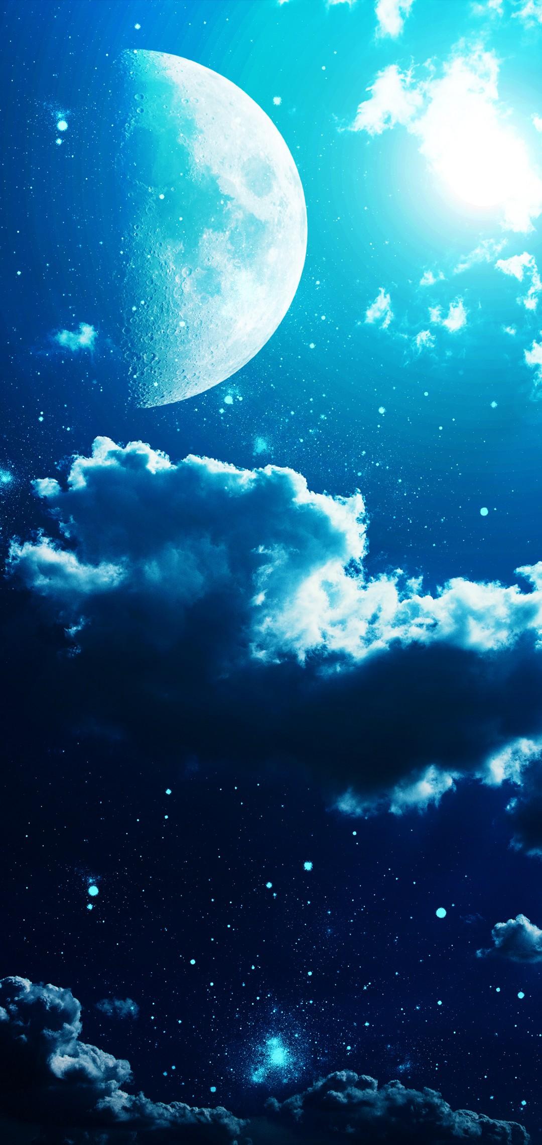 Night Sky Moon Wallpapers - Top Free Night Sky Moon Backgrounds ...