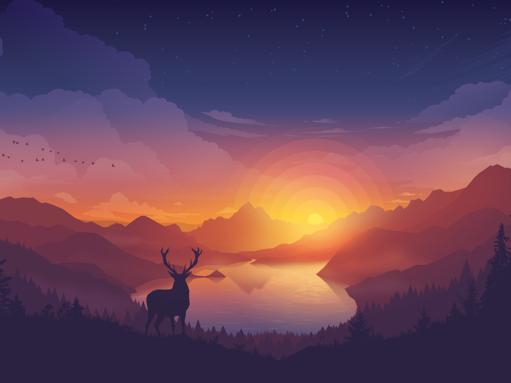 Deer Landscape Wallpapers - Top Free Deer Landscape Backgrounds ...