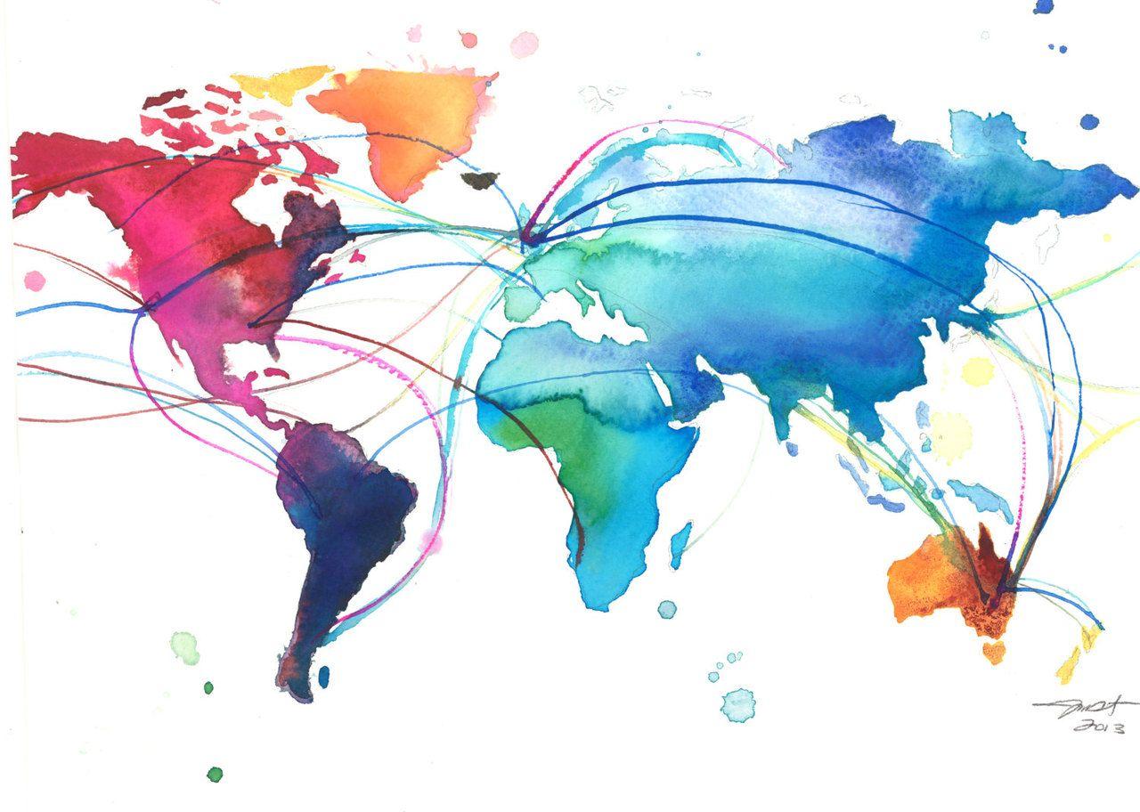 Watercolor World Map Wallpapers - Top Free Watercolor World Map ...