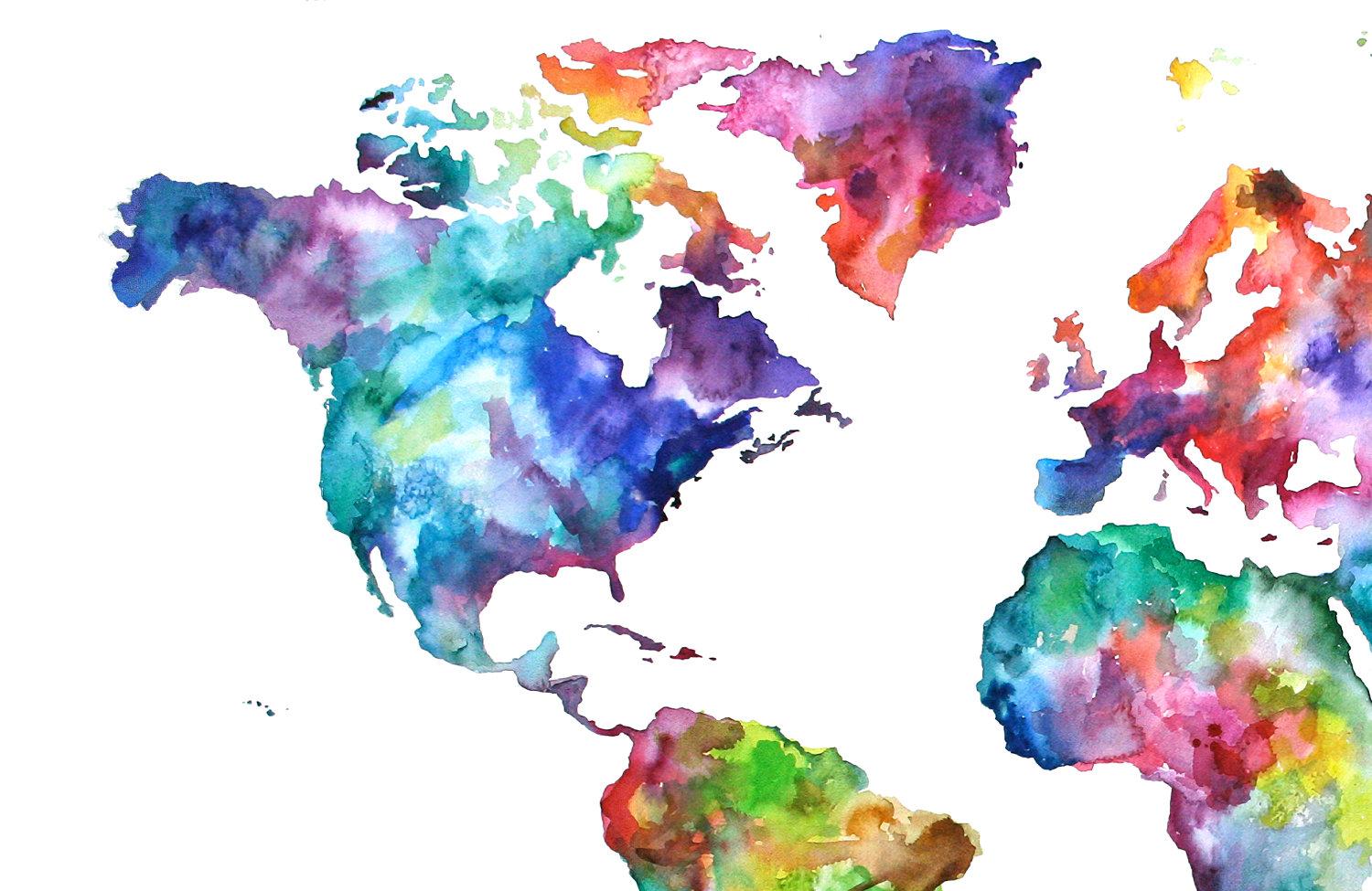 Watercolor World Map Wallpapers - Top Free Watercolor World Map ...