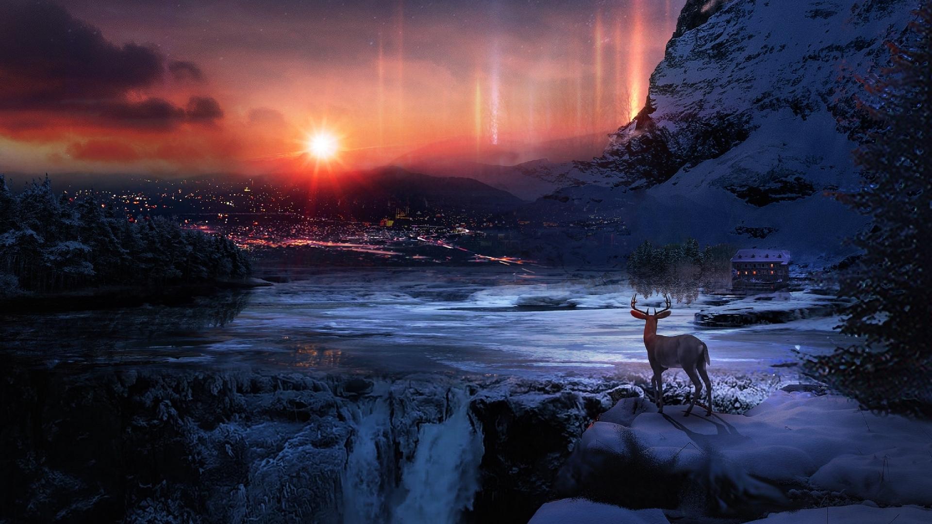 Deer Sunset Wallpapers - Top Free Deer Sunset Backgrounds - WallpaperAccess