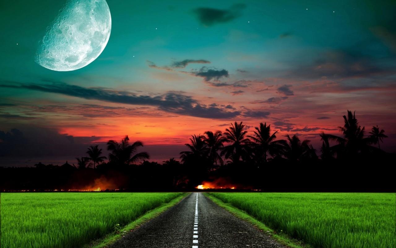 Moon Sunset Wallpapers - Top Free Moon Sunset Backgrounds - WallpaperAccess