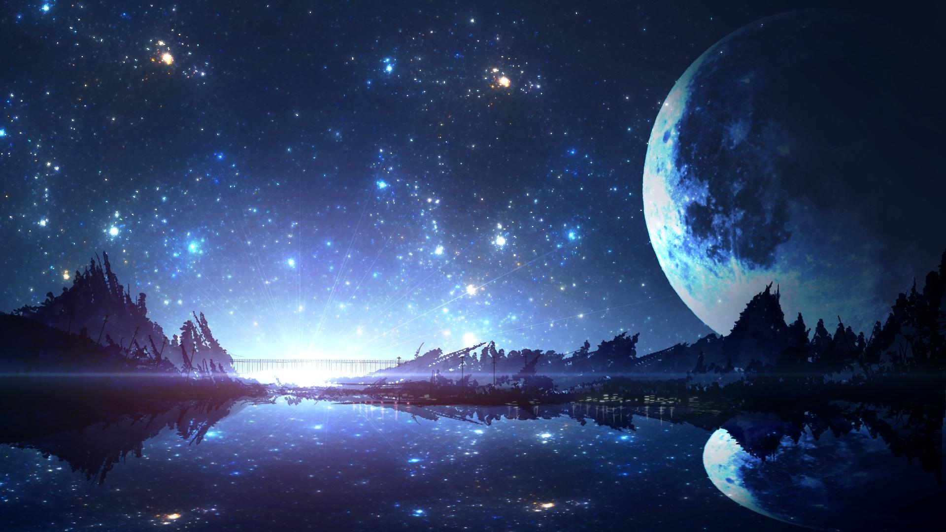 Blue Landscape Moon Wallpapers - Top Free Blue Landscape Moon ...